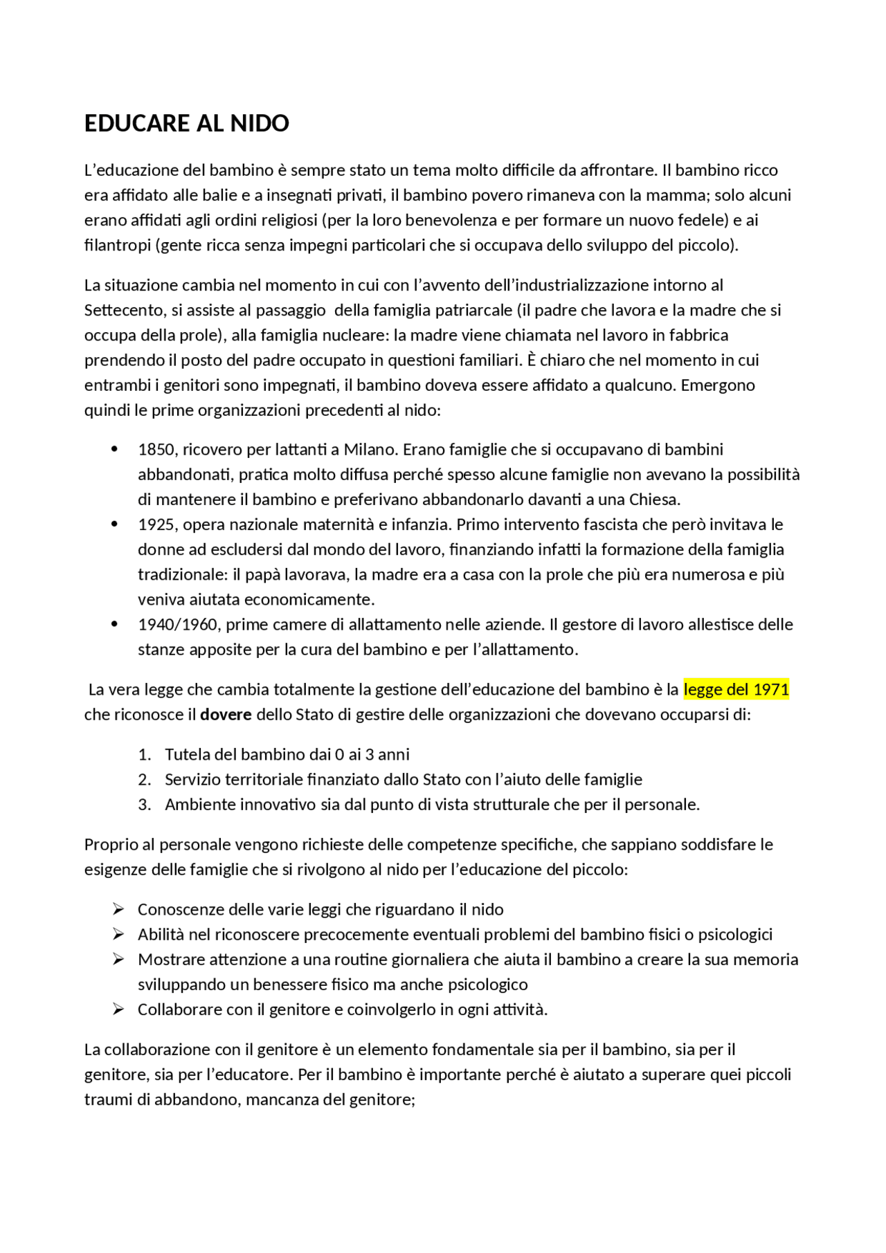 Leducazione Data Al Nido Docsity