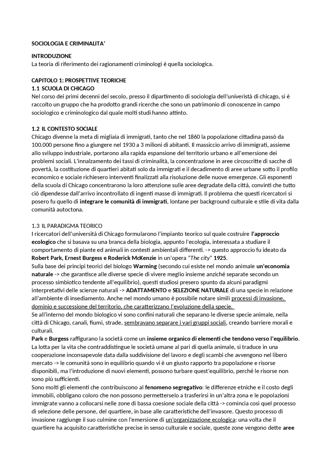 Sociologia E Criminalità Docsity