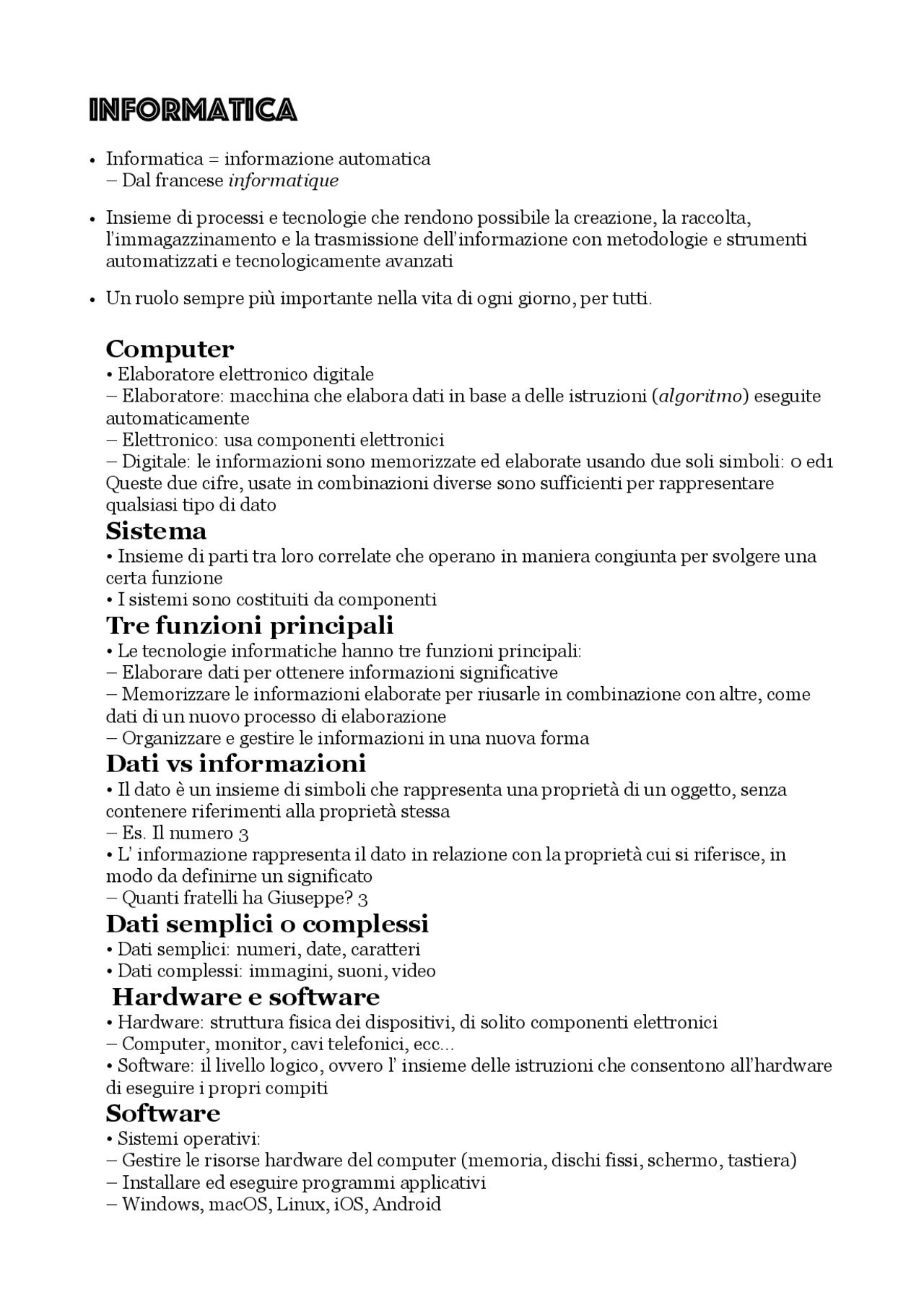 Informatica Appunti Docsity