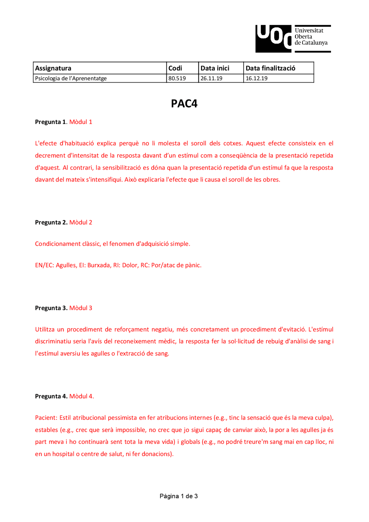 Psicologia De Laprenentatge Uoc Docsity