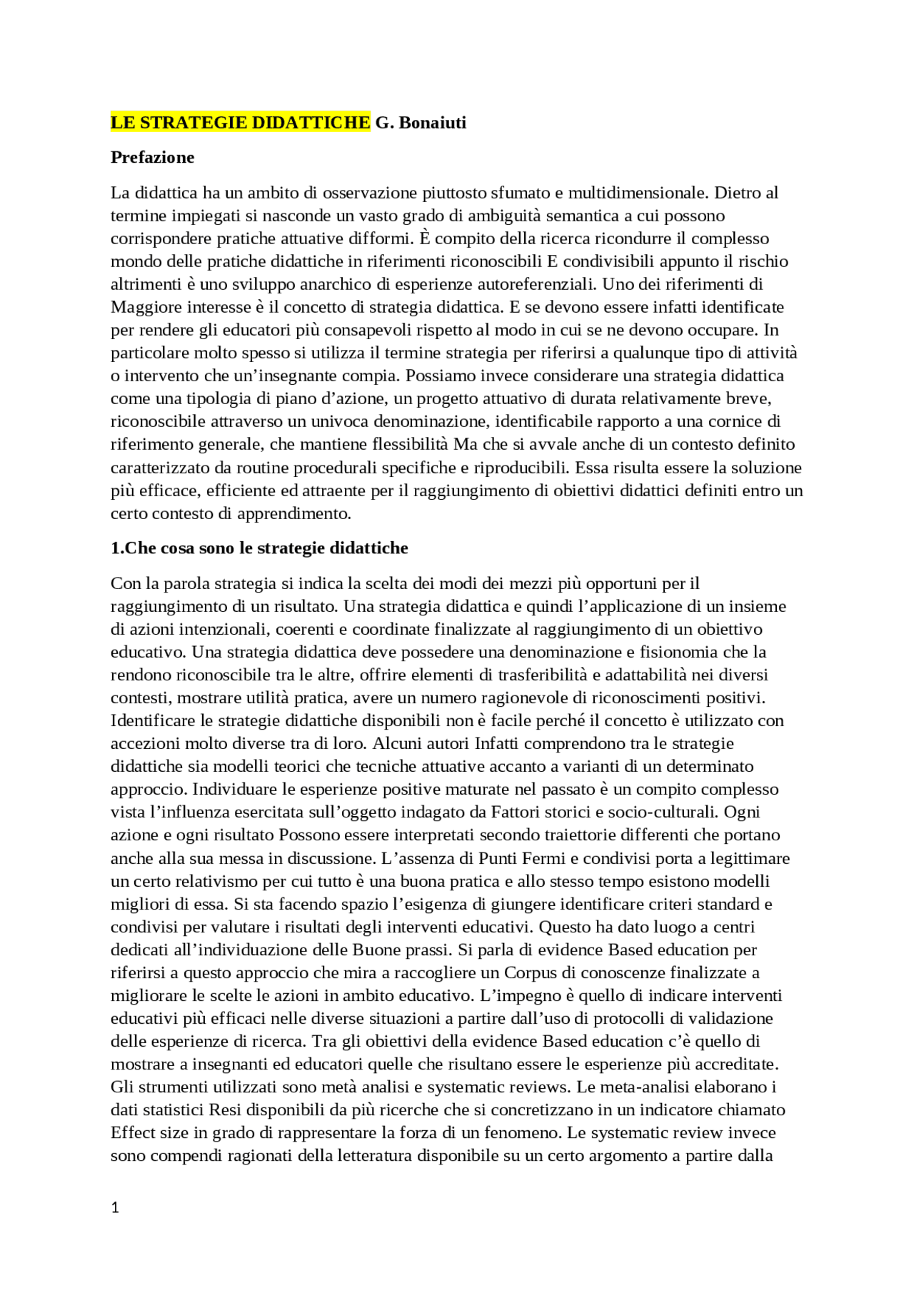 Strategie Didattiche Sintesi Del Corso Di Didattica Generale E