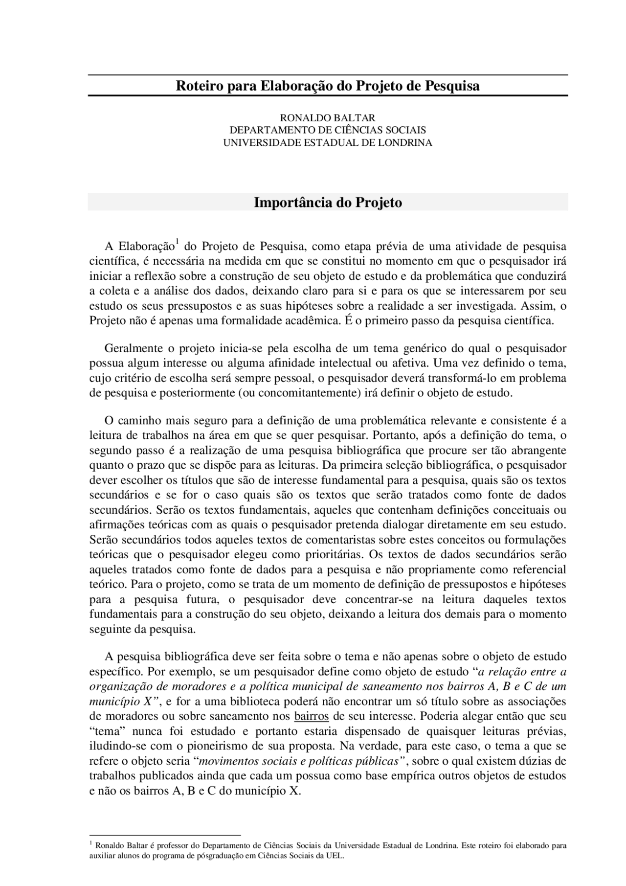 Roteiro Para Elaboração De Projetos Manuais Projetos Pesquisas