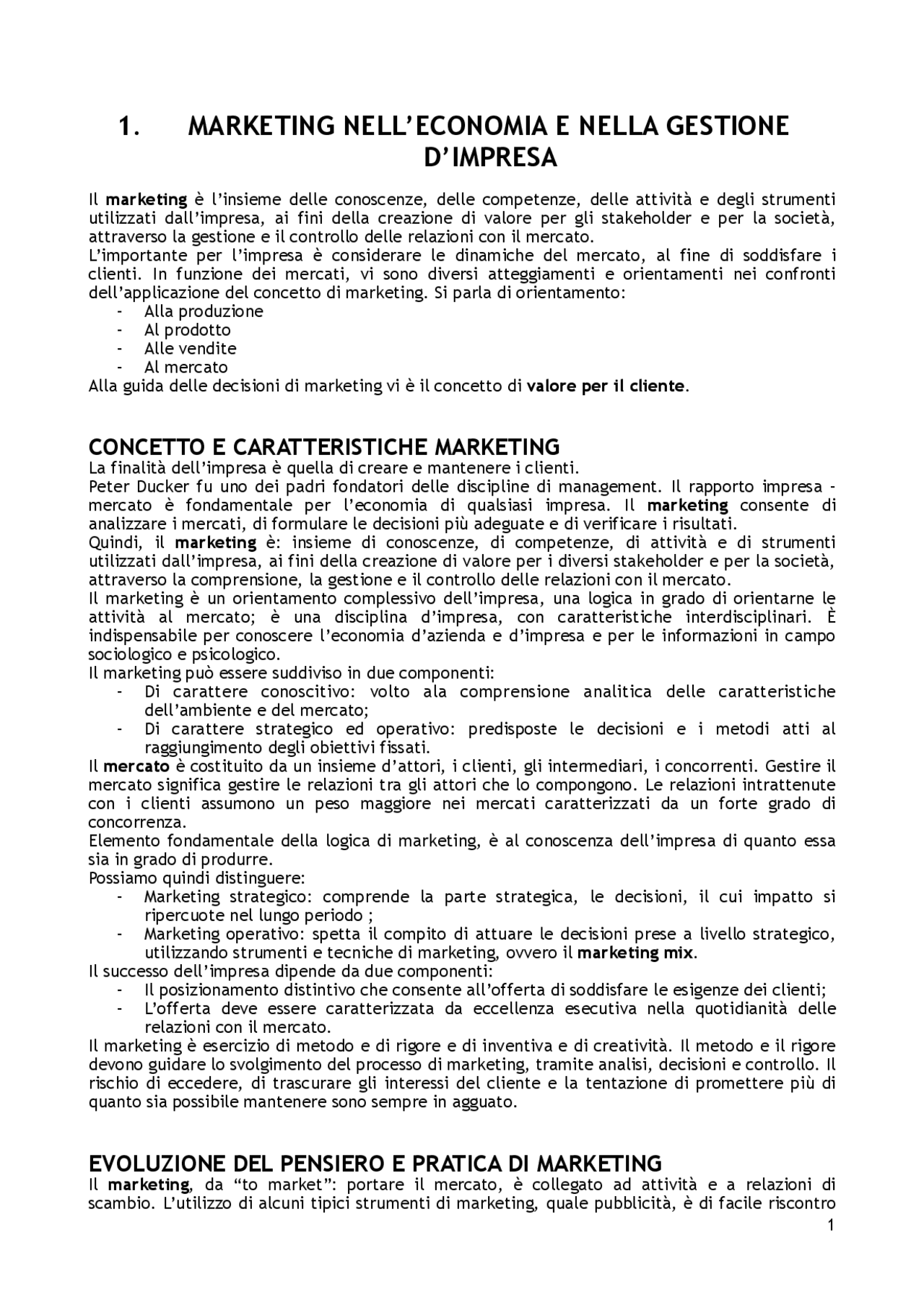 Marketing prima e seconda parte - Docsity