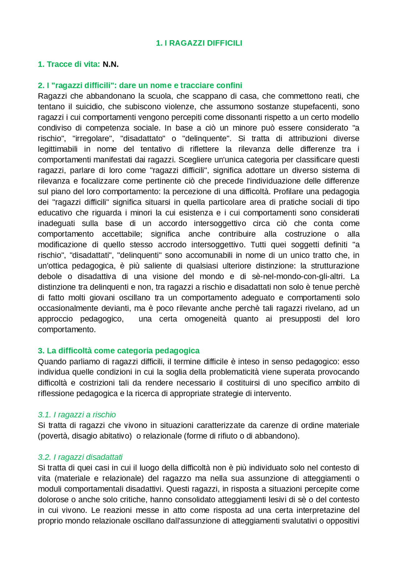 Ragazzi Difficili Bertolini Sintesi Completa Sintesi Del Corso Di