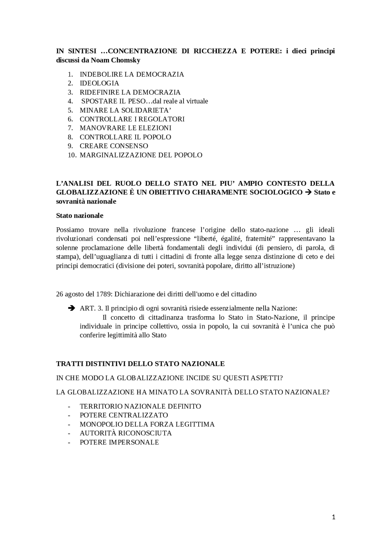 Stato E Sovranità Nazionale Docsity