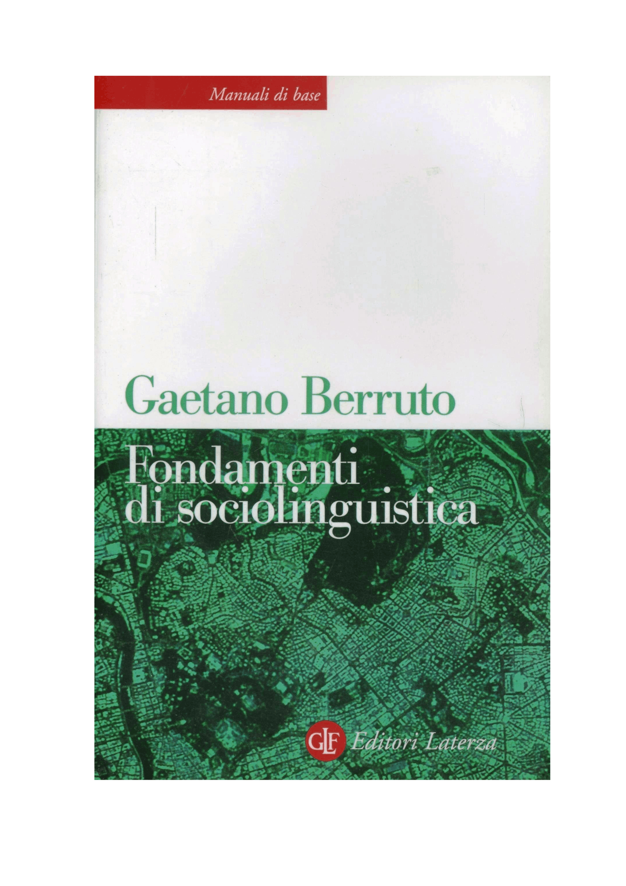 Fondamenti Di Sociolinguistica Gaetano Berruto Docsity