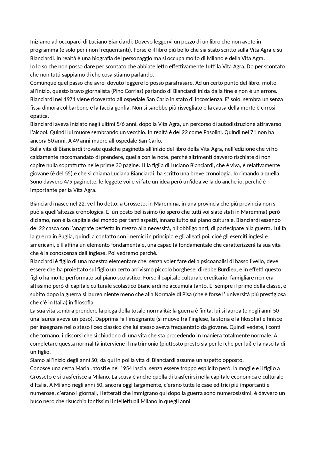 Trascrizione Di Una Lezione Docsity