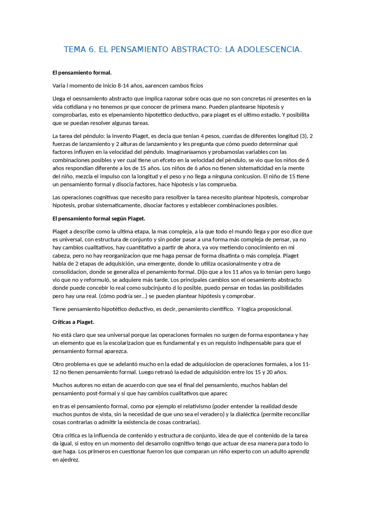 Tema 6 Desarrollo Cognitivo Docsity