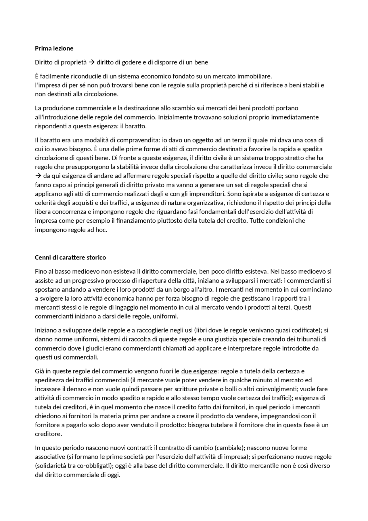 Lezione Introduttiva Di Diritto Commerciale Docsity