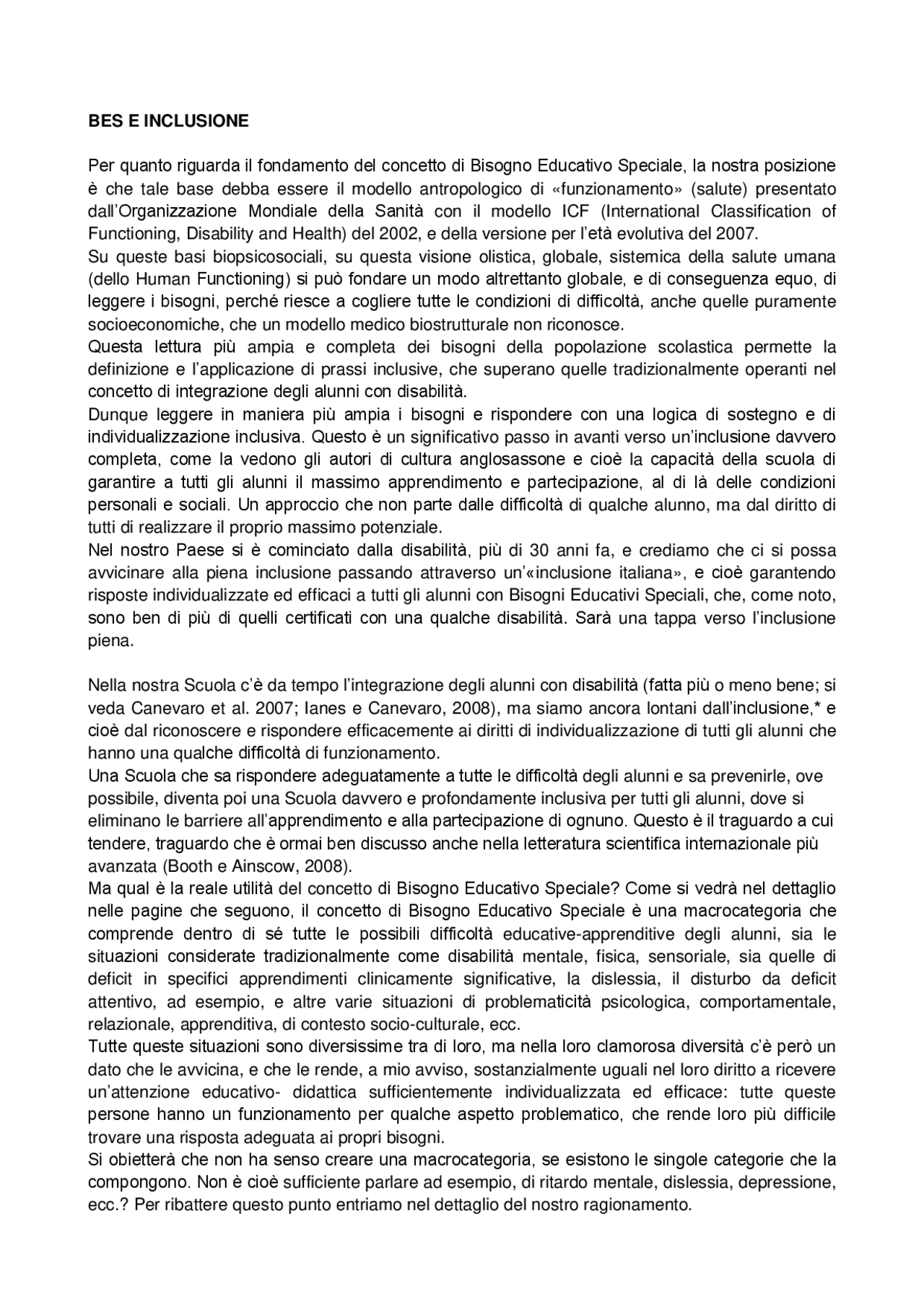 Bes E Inclusione Dispensa Docsity