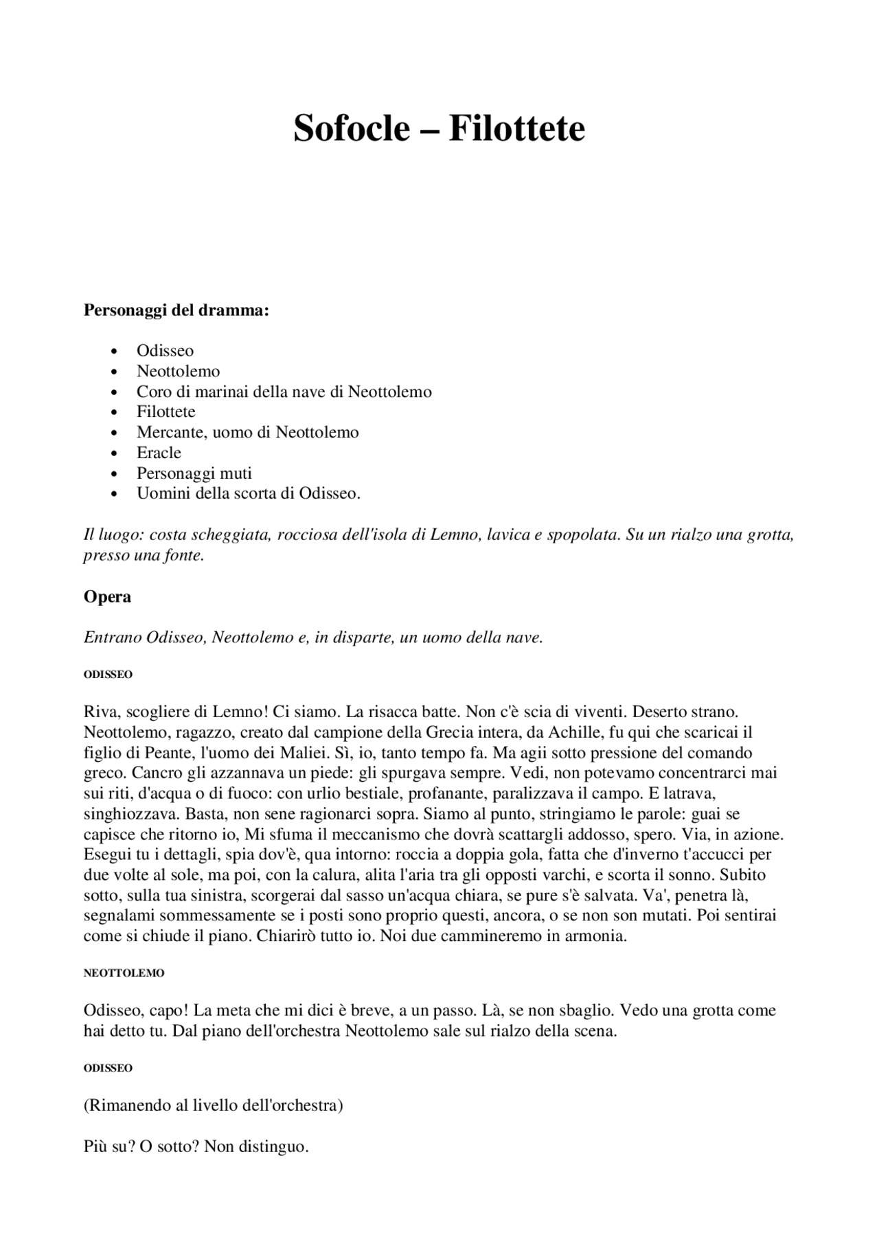 Traduzione Opera Di Sofocle Filottete Docsity