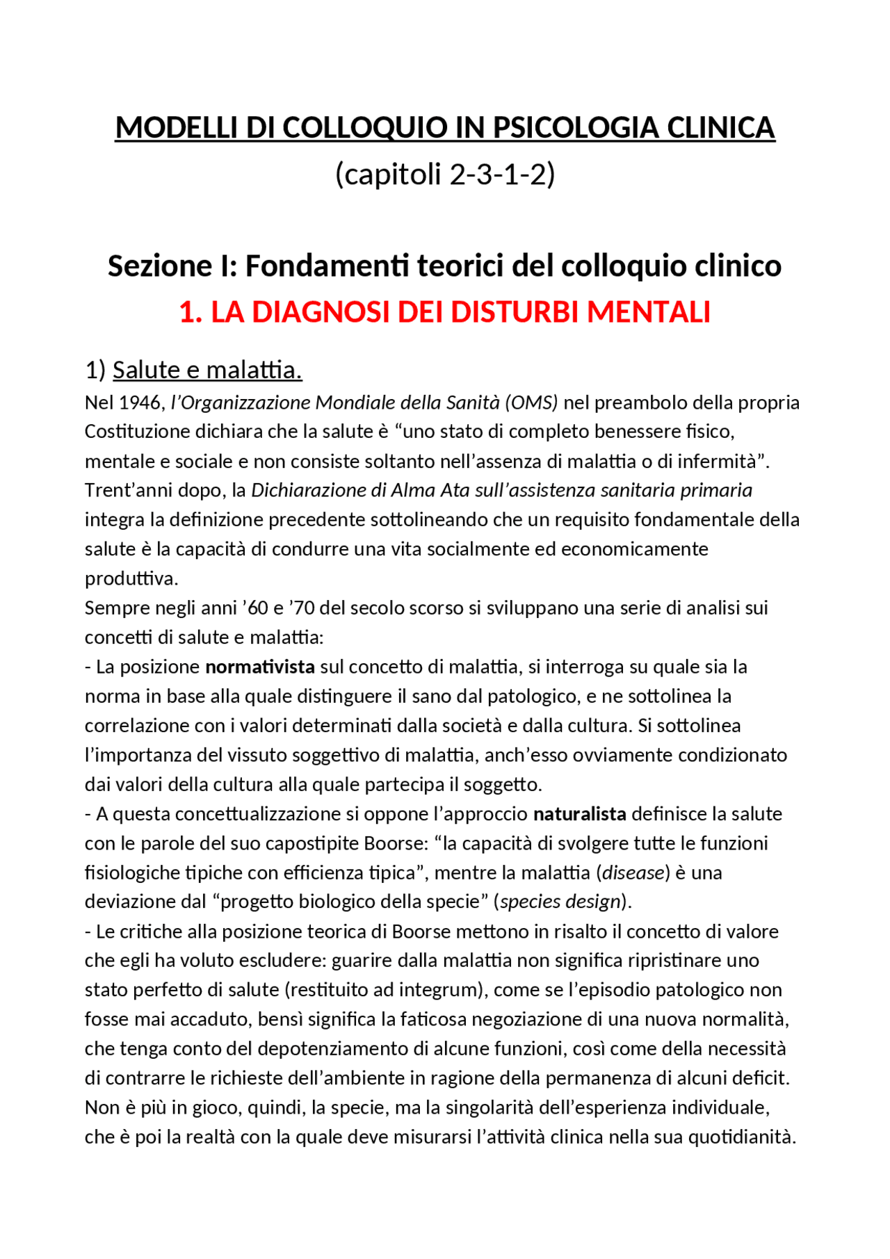 Modelli Di Colloquio In Psicologia Clinica Docsity