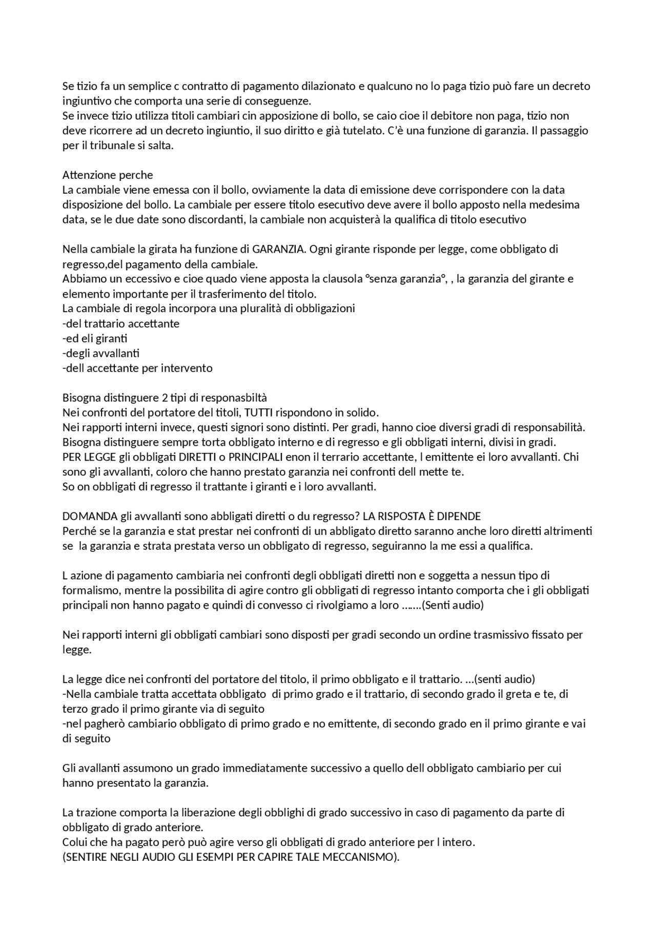 Diritto Commerciale Cambiale Docsity
