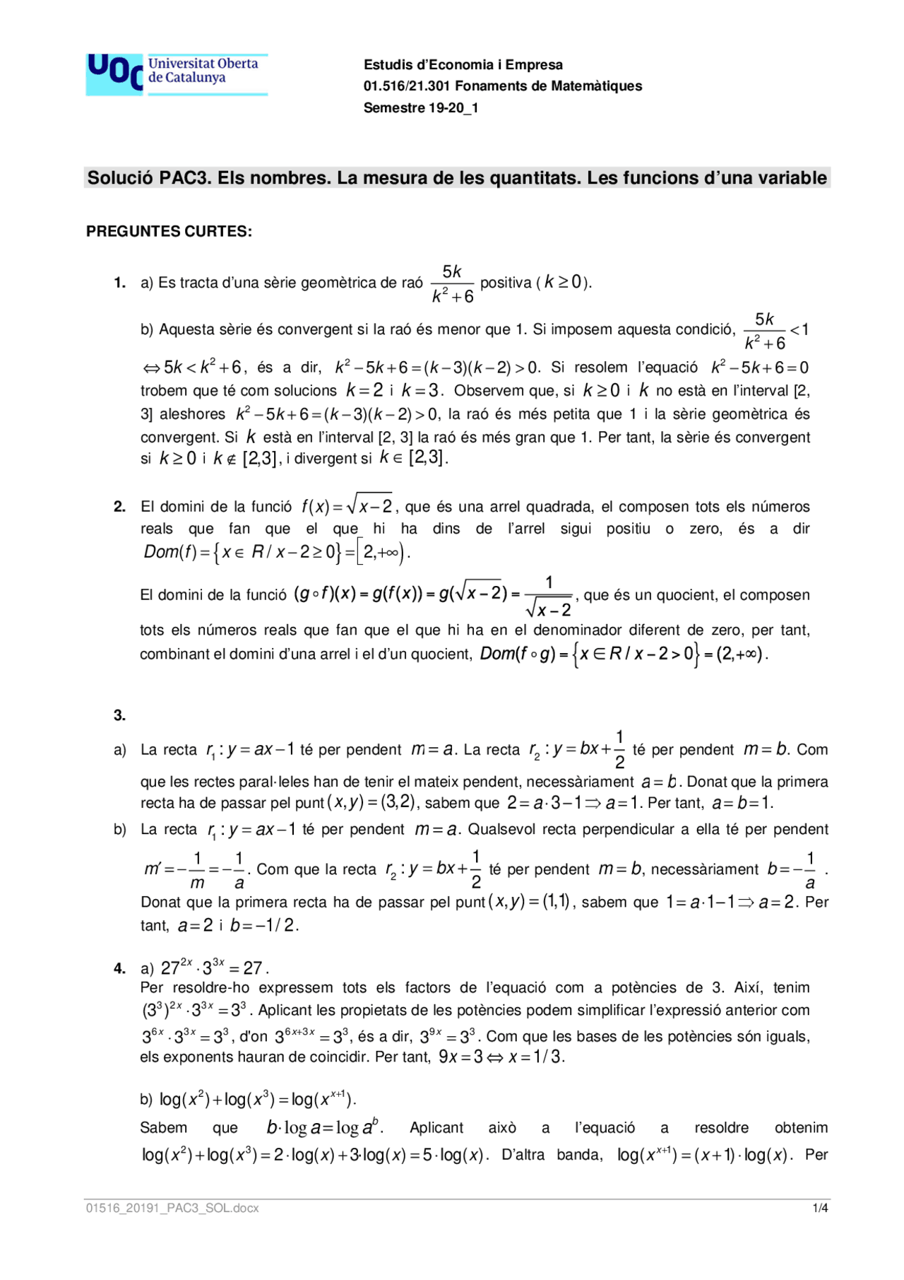Pac 2 Fonaments De Les Matematiques Docsity