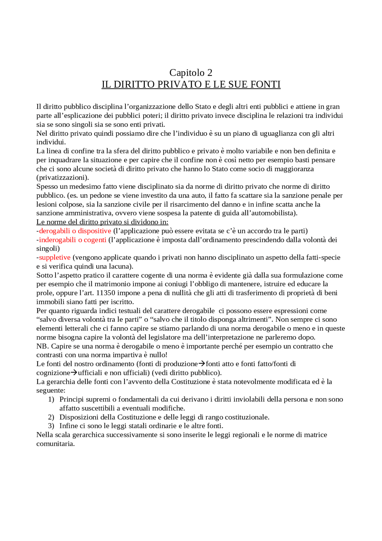 Il Diritto Privato E Le Sue Fonti Docsity