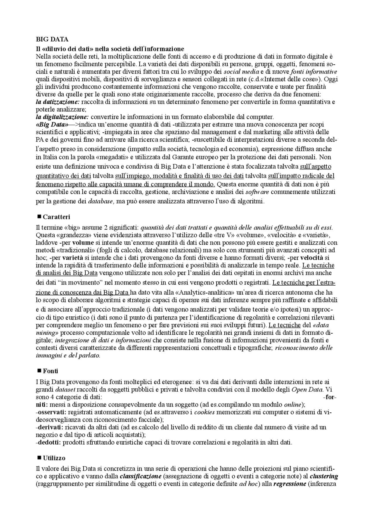 Big Data Informatica Giuridica Sintesi Del Corso Di Informatica