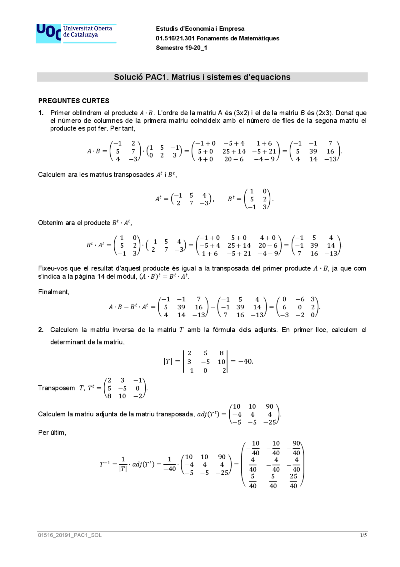 Pac 1 Fonaments De Les Matematiques Docsity