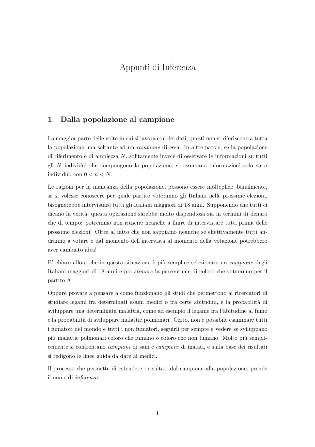 Inferenza Statistica Docsity