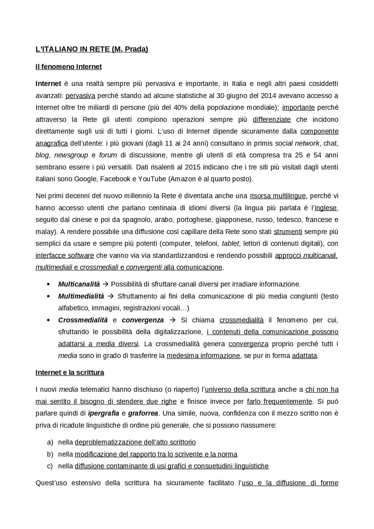 Litaliano In Rete M Prada Docsity