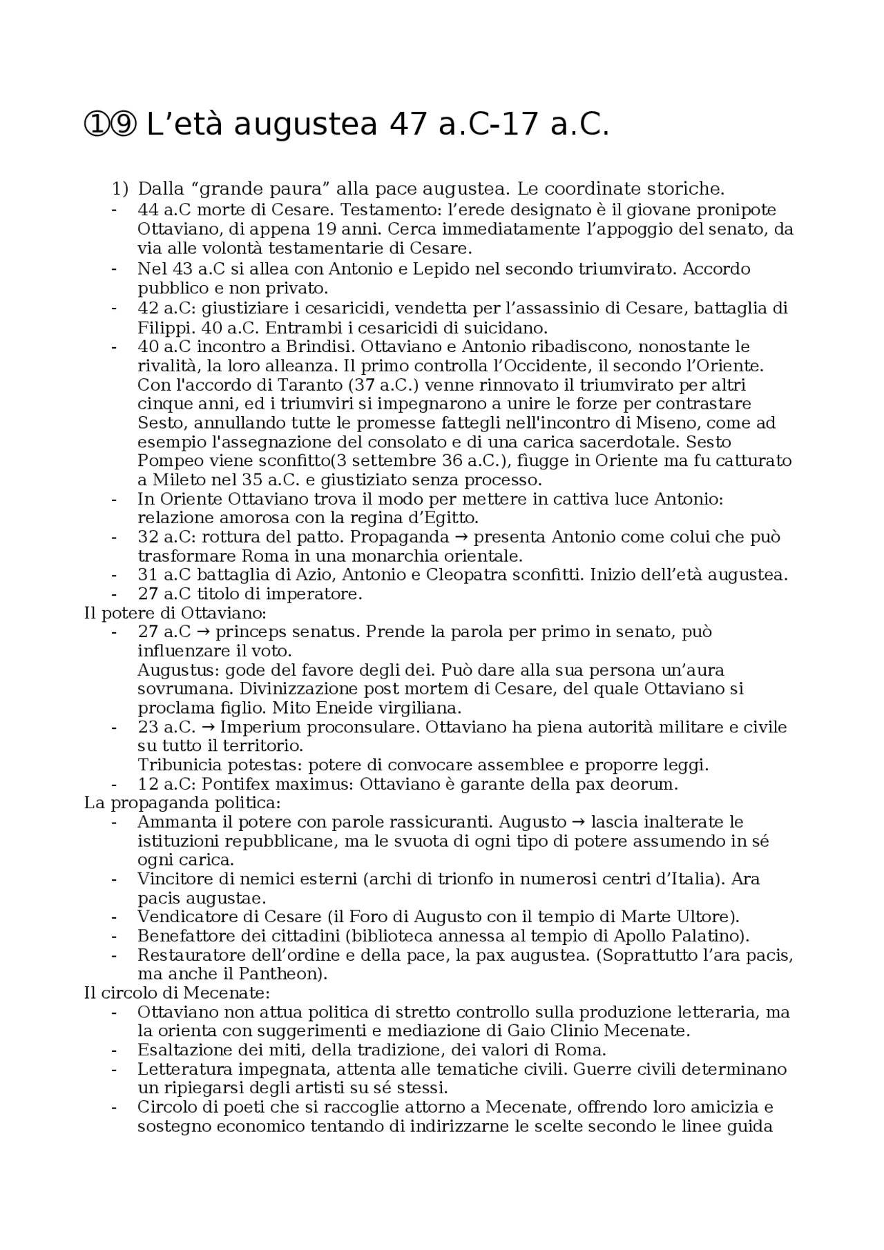 Letteratura latina - Età augustea - Docsity