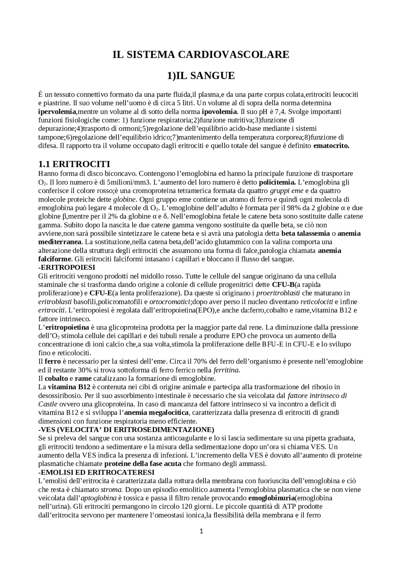 Appunti Fisiologia Umana Docsity
