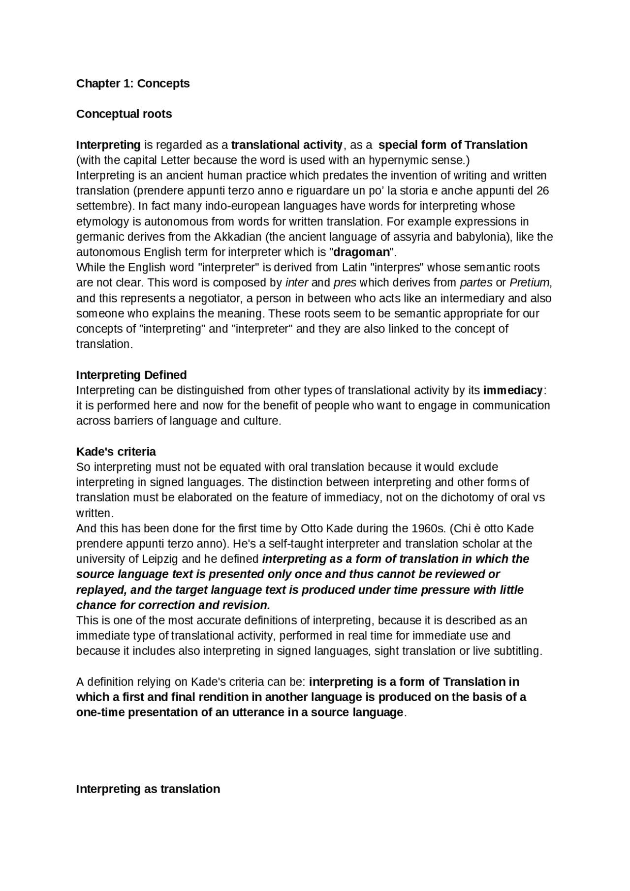 Capitolo 1 introducing interpreting studies Pochhacker - Docsity