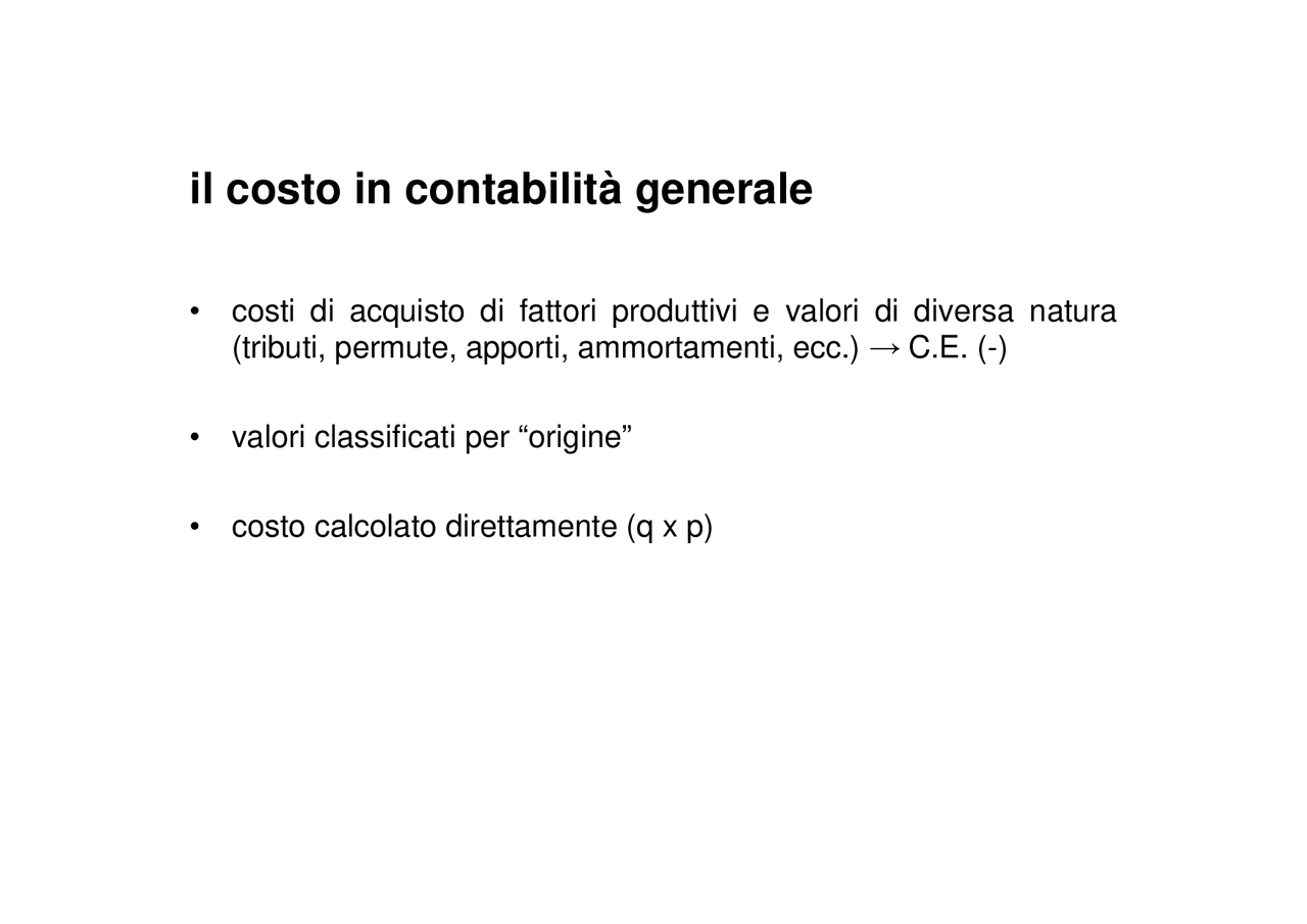 Classificazione Dei Costi Dispense Di Contabilità Docsity