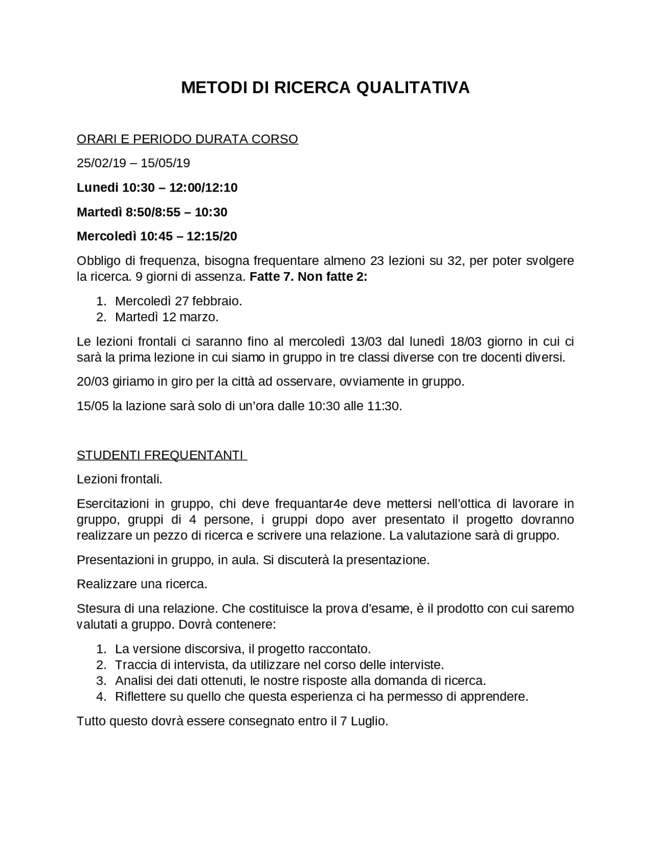 Metodi Di Ricerca Qualitativa Docsity