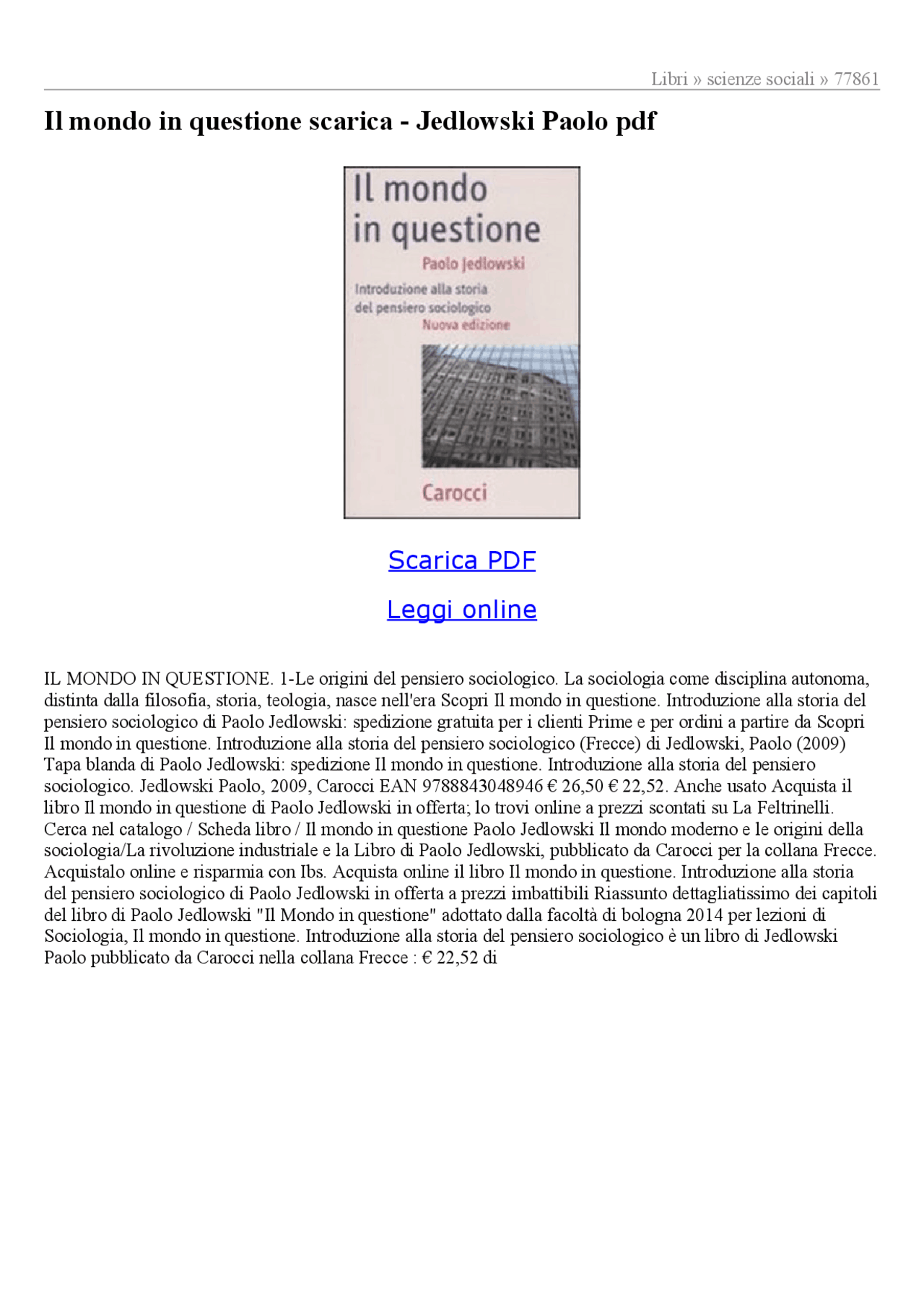 Il Mondo In Questione Docsity
