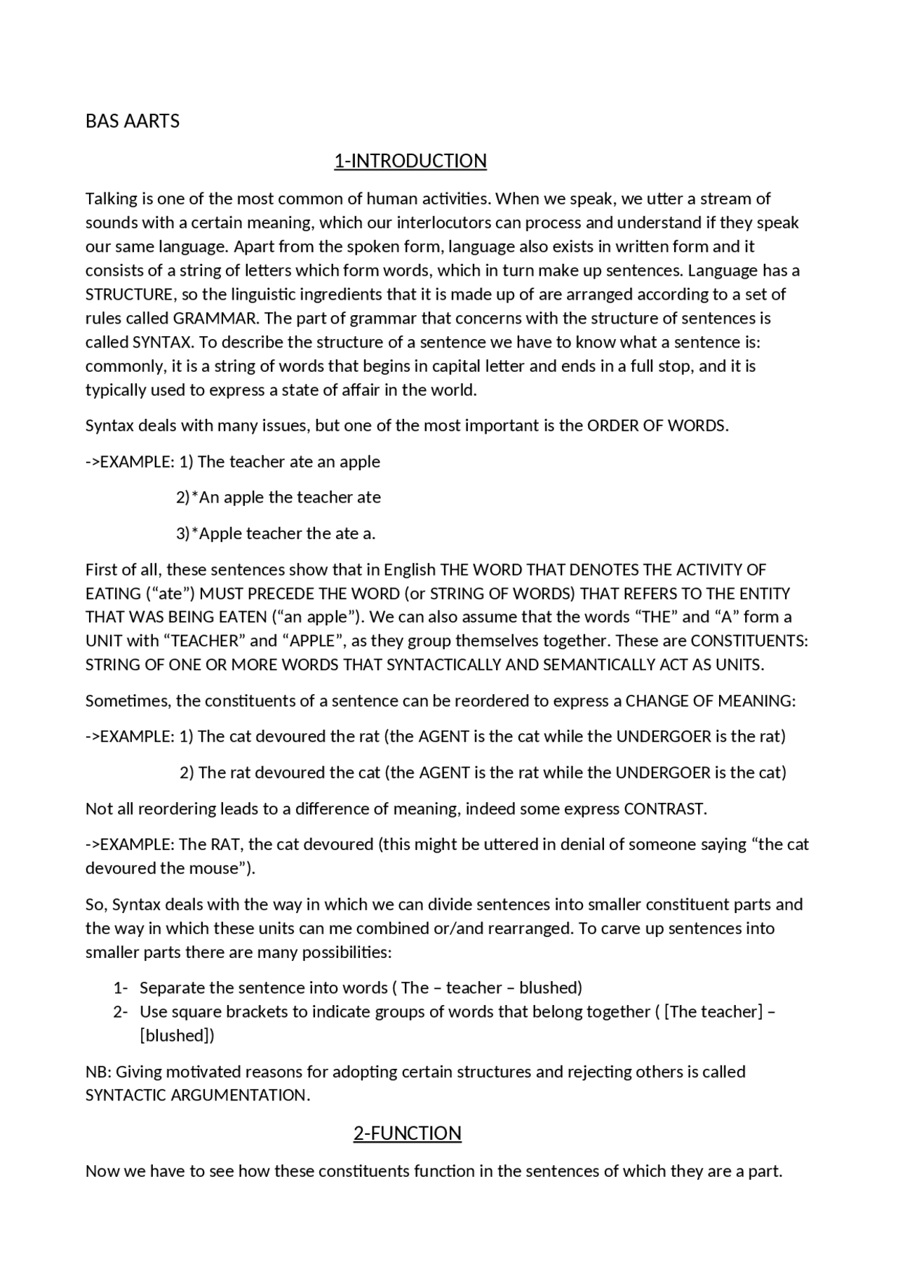 BAS AARTS - English Syntax and Argumentation - Docsity