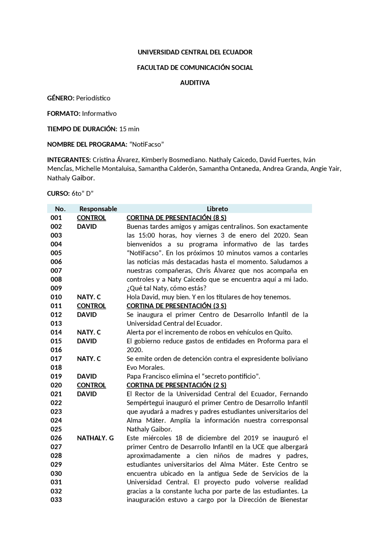 Libreto radial para no sólo atraer a los jóvenes sino también a toda la ...