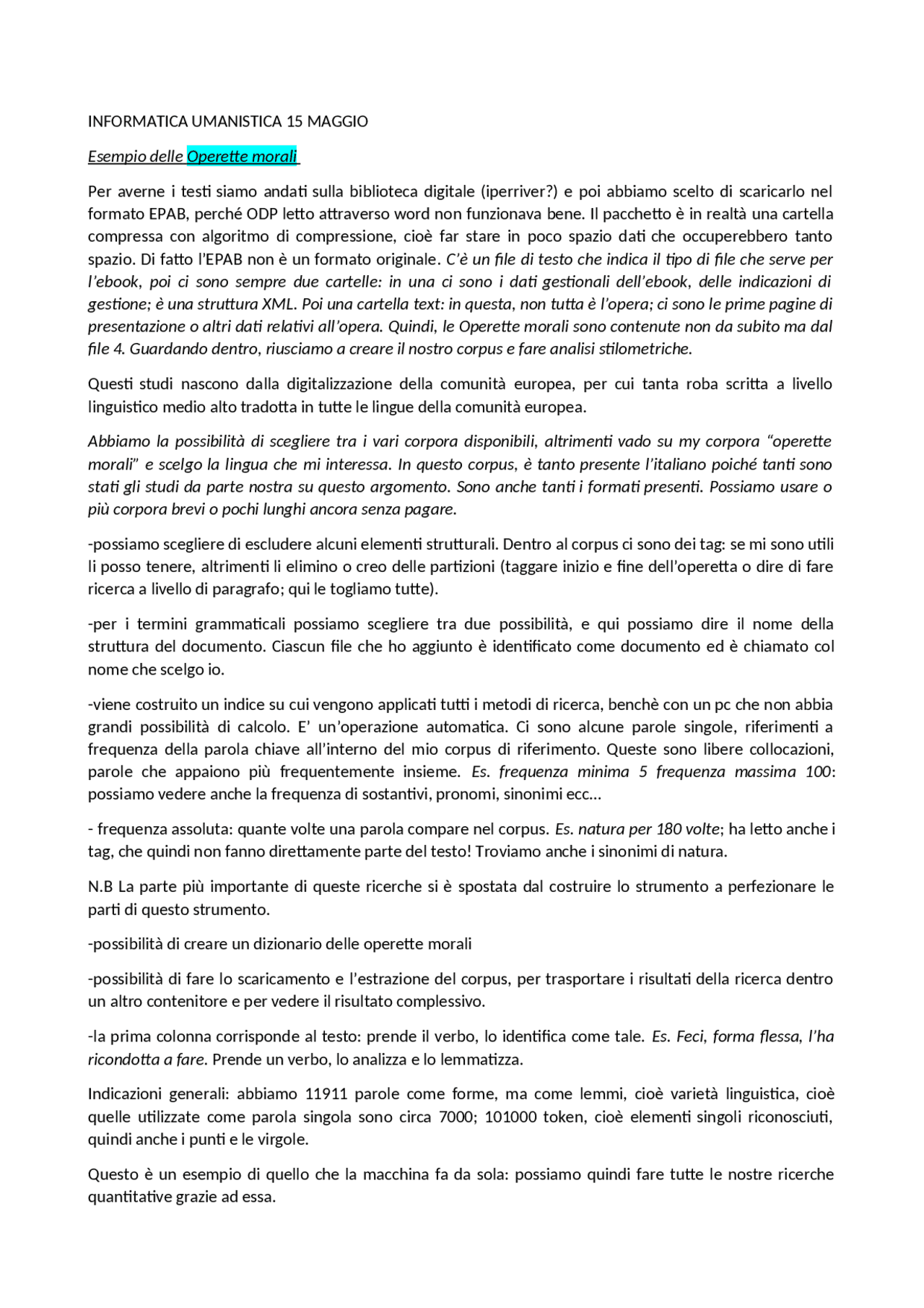 Informatica Umanistica Docsity