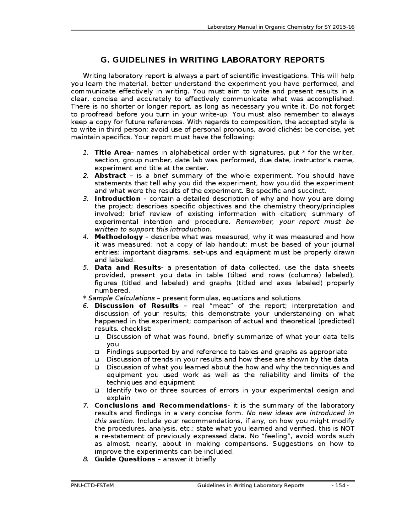 Guidelines In Writing Laboratory Reports Docsity