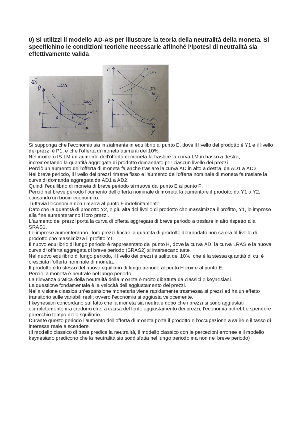 Esempi Esercizi Esame Macroeconomia Docsity