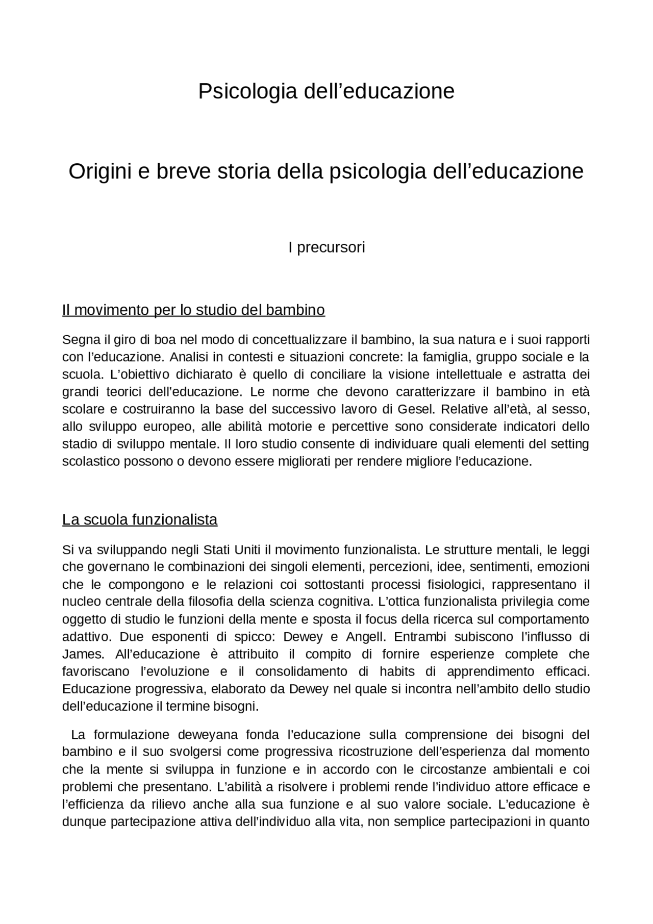 Psicologia Delleducazione 2 Riassunto Libro Docsity