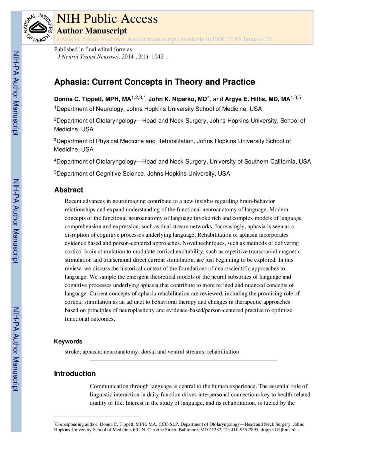 Aphasia: Current Concepts in Theory and Practice - Docsity