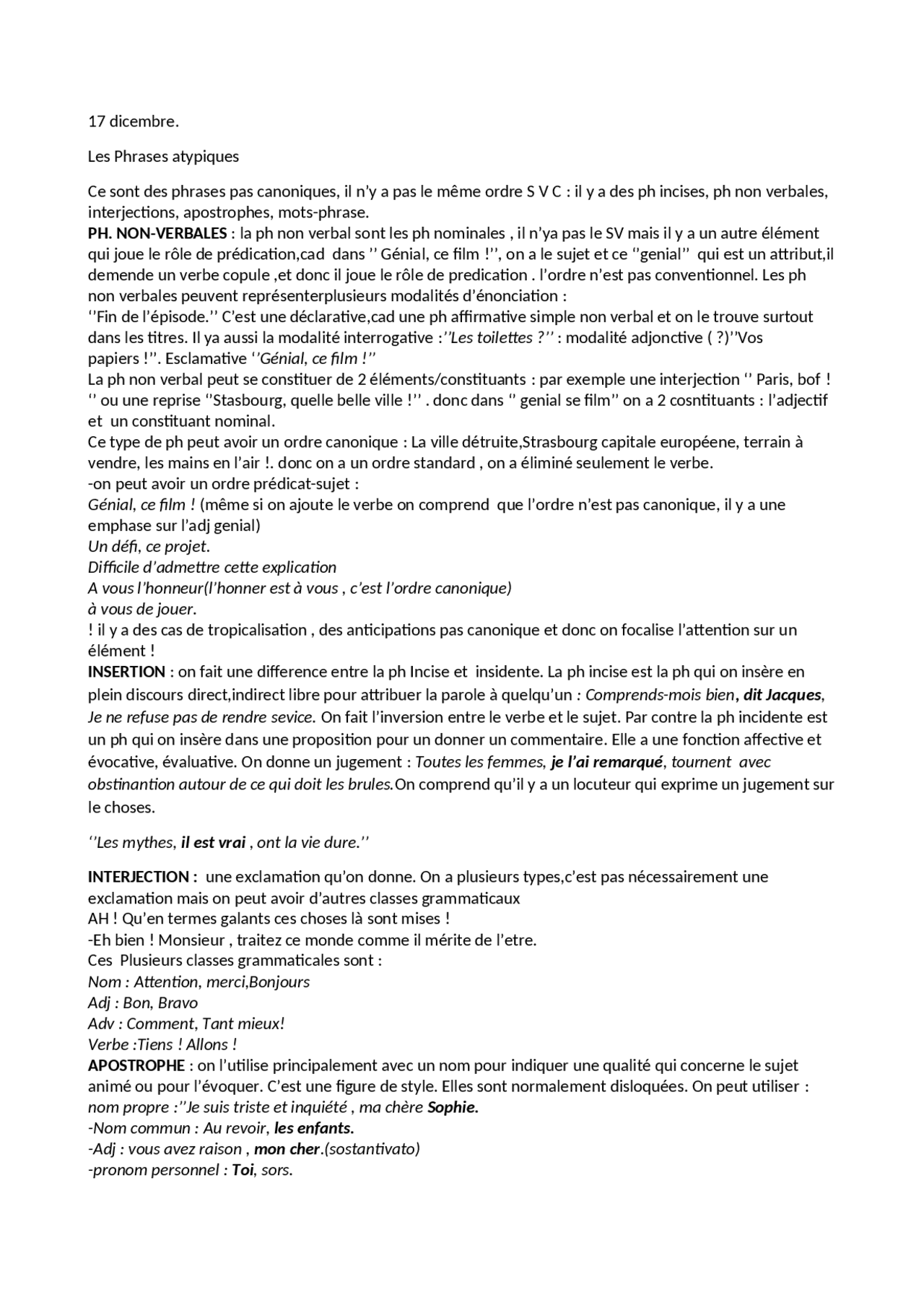 Sintassi Lingua Francese Iii Anno Appunti Di Lingua Francese Docsity