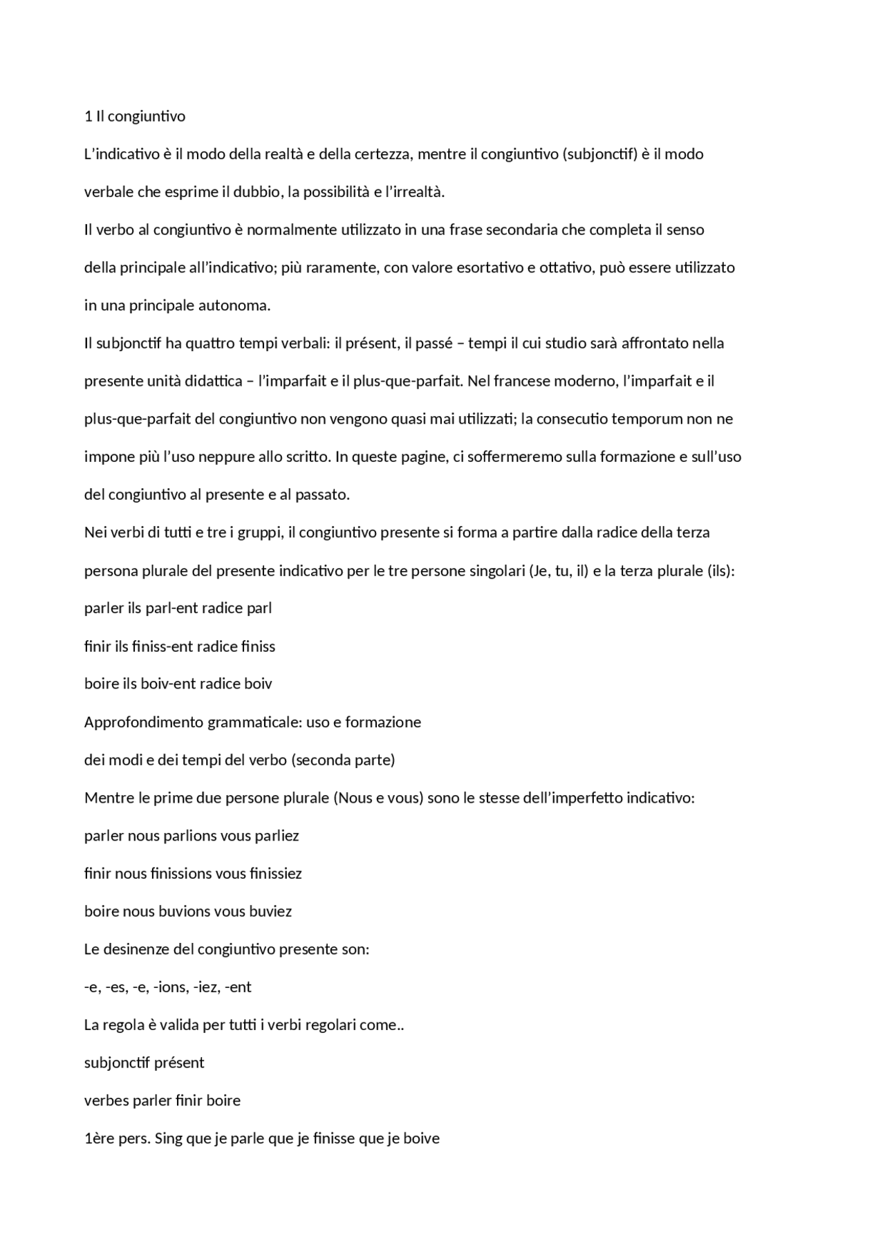 Francese approfondimento - Docsity