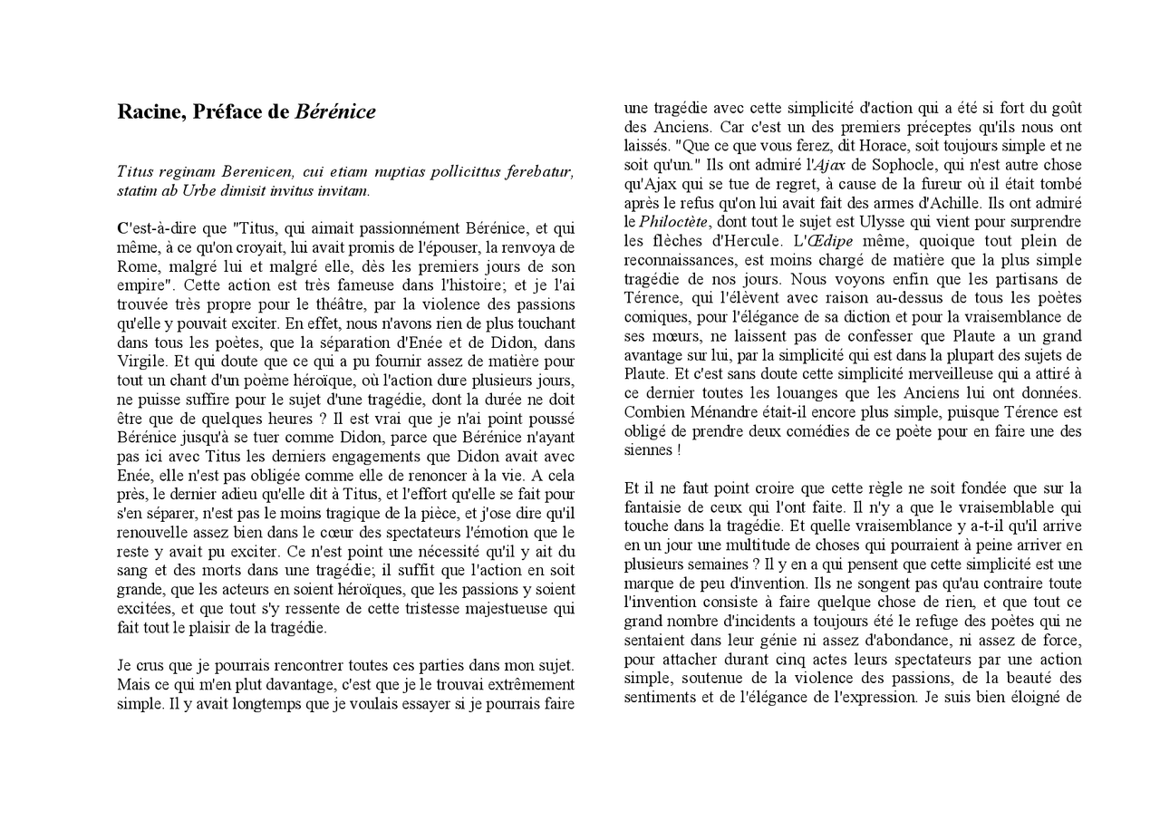 Testo Berenice Di Racine Docsity