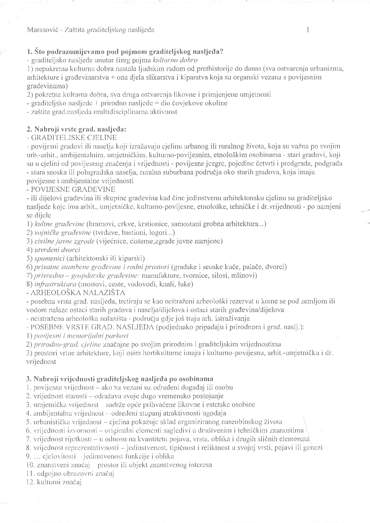 Zaštita graditeljskog naslijeđa | Skripte' predlog Istorija umetnosti | Docsity