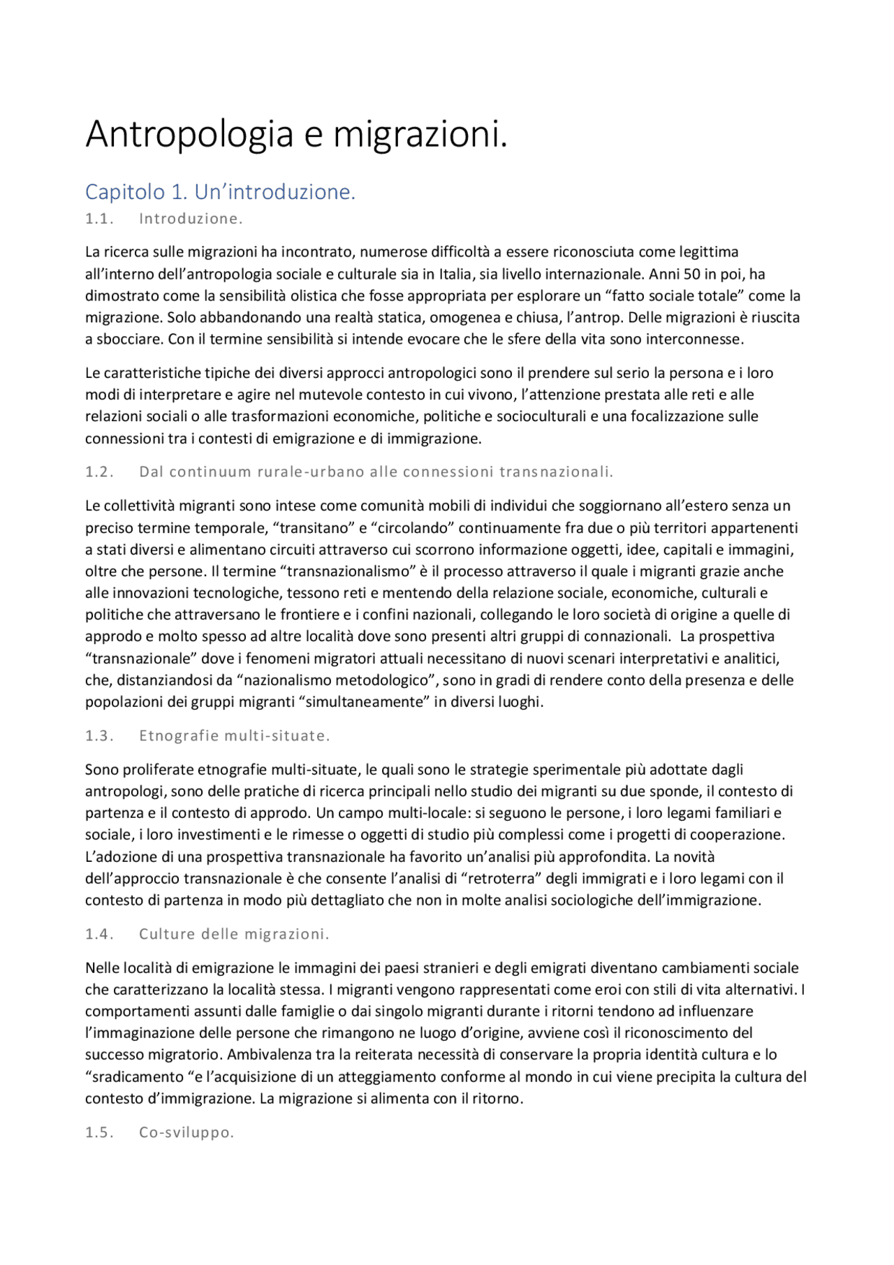 Antropologia E Migrazione Docsity