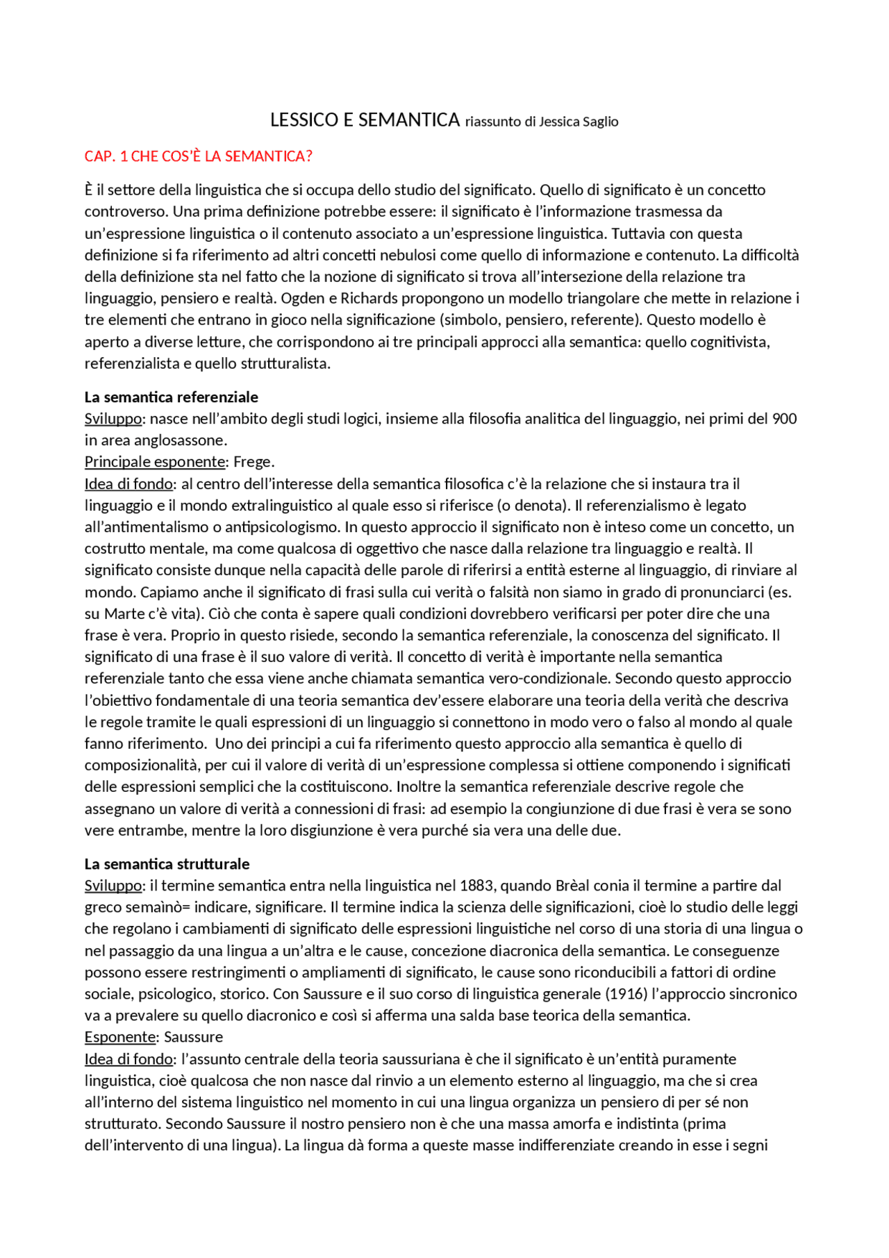 Riassunto Lessico e Semantica-Casadei | Appunti di Linguistica Generale | Docsity