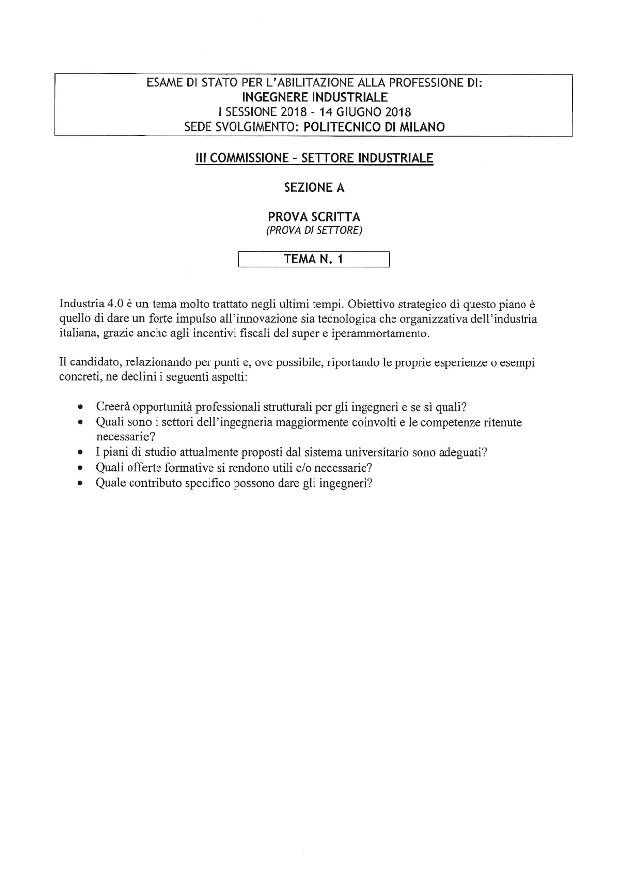 Esame Di Stato 2018 Ingegneria Docsity