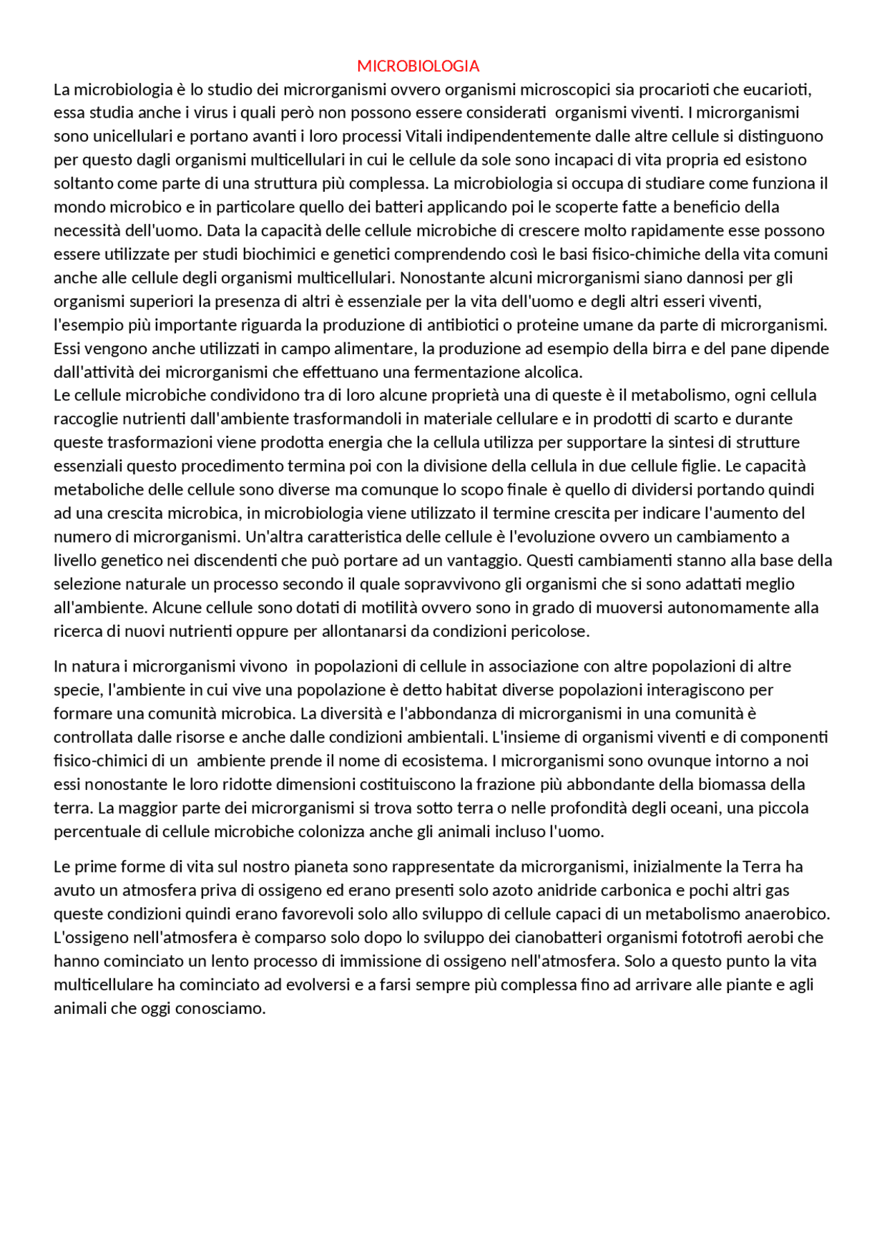 Microbiologia Generale Docsity
