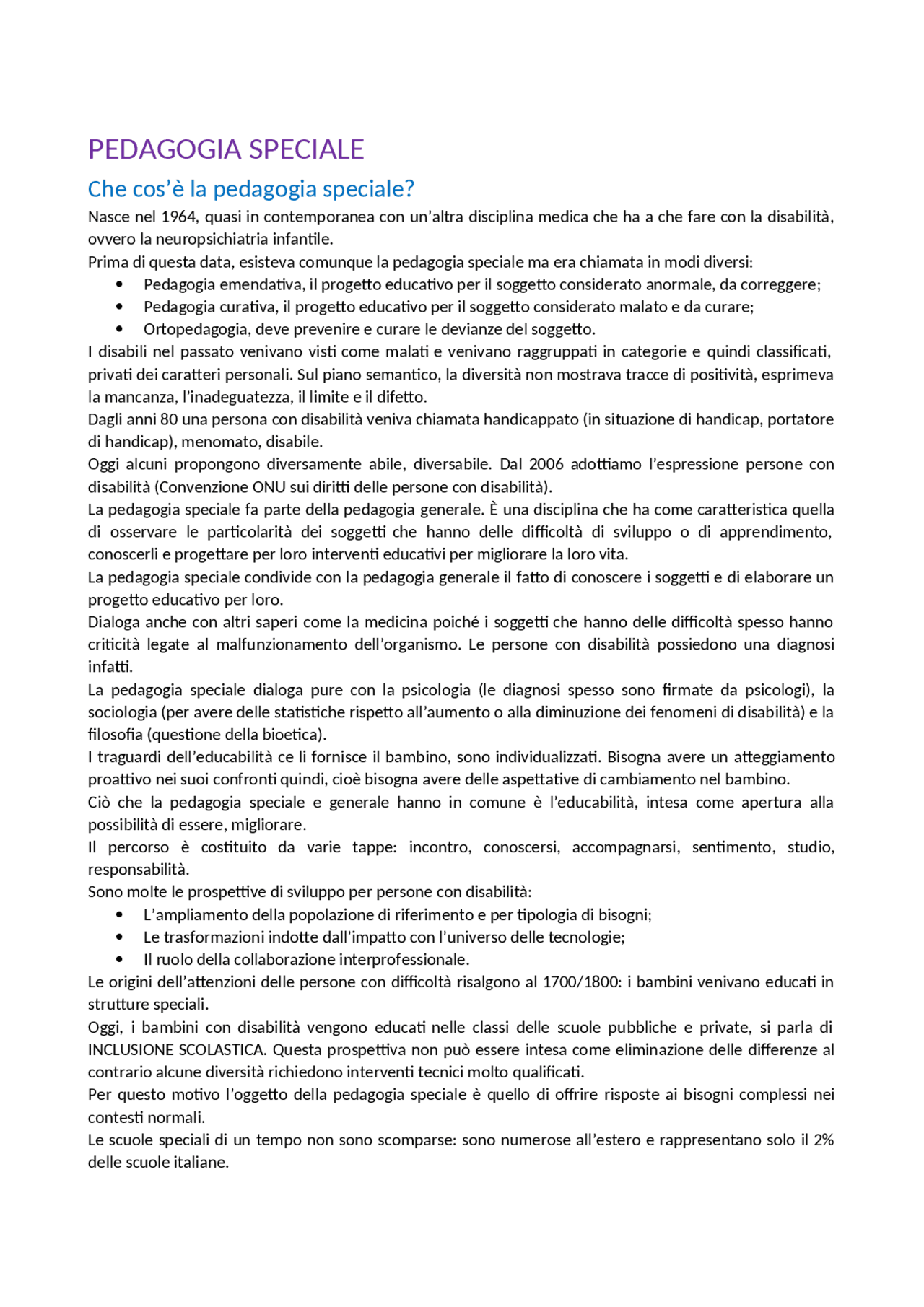 Appunti Pedagogia Speciale Docsity