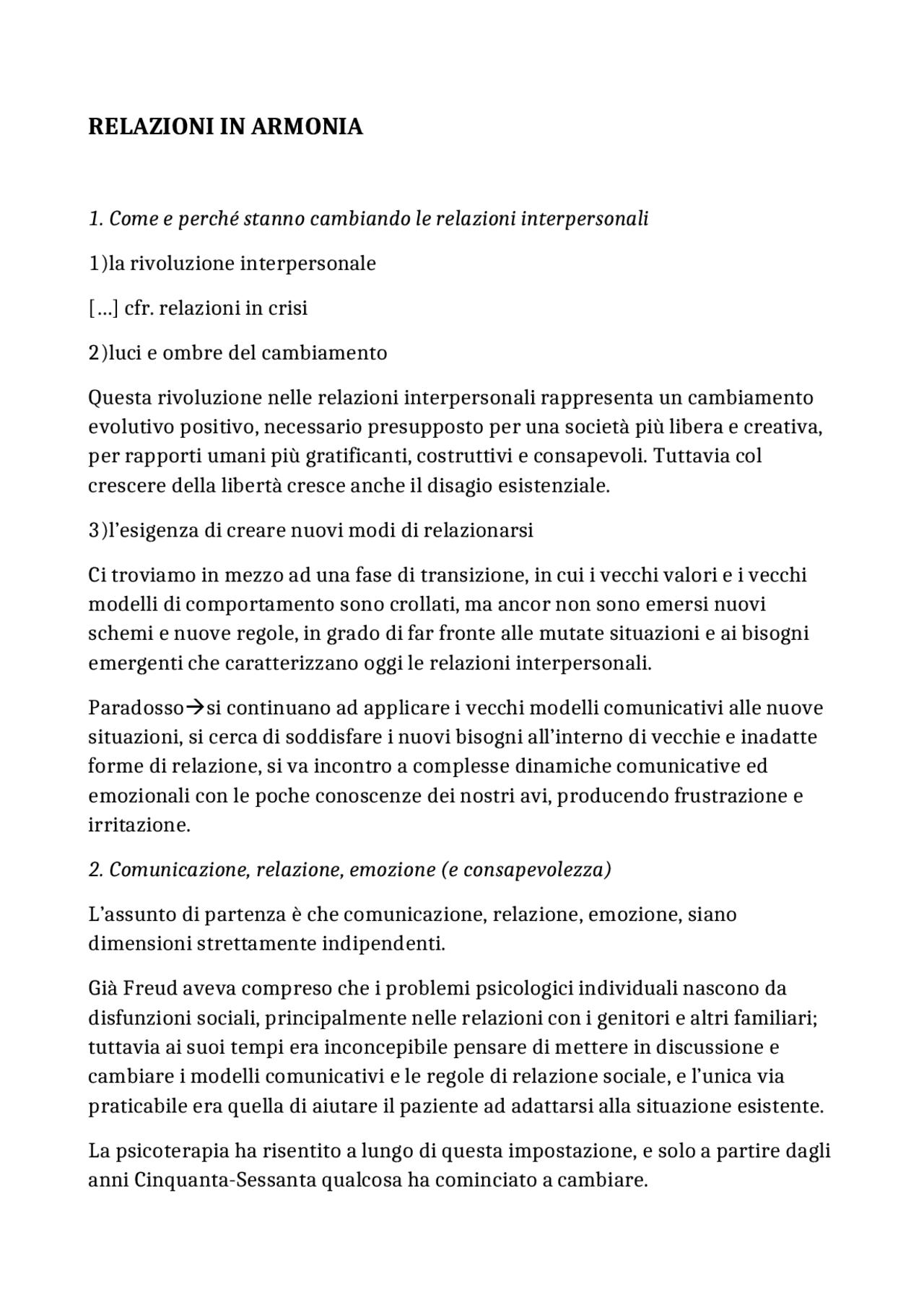 Relazioni In Armonia Docsity