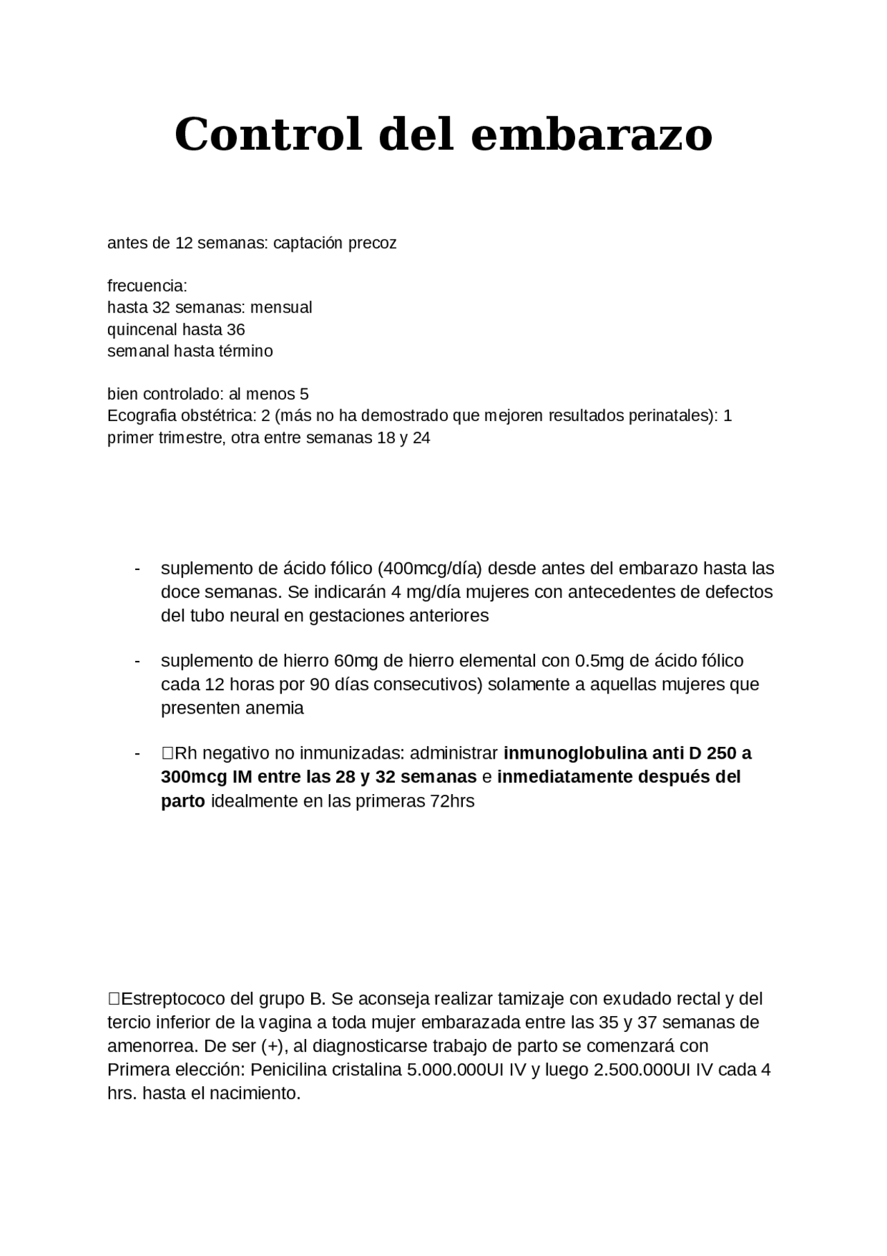 Control del embarazo - Docsity