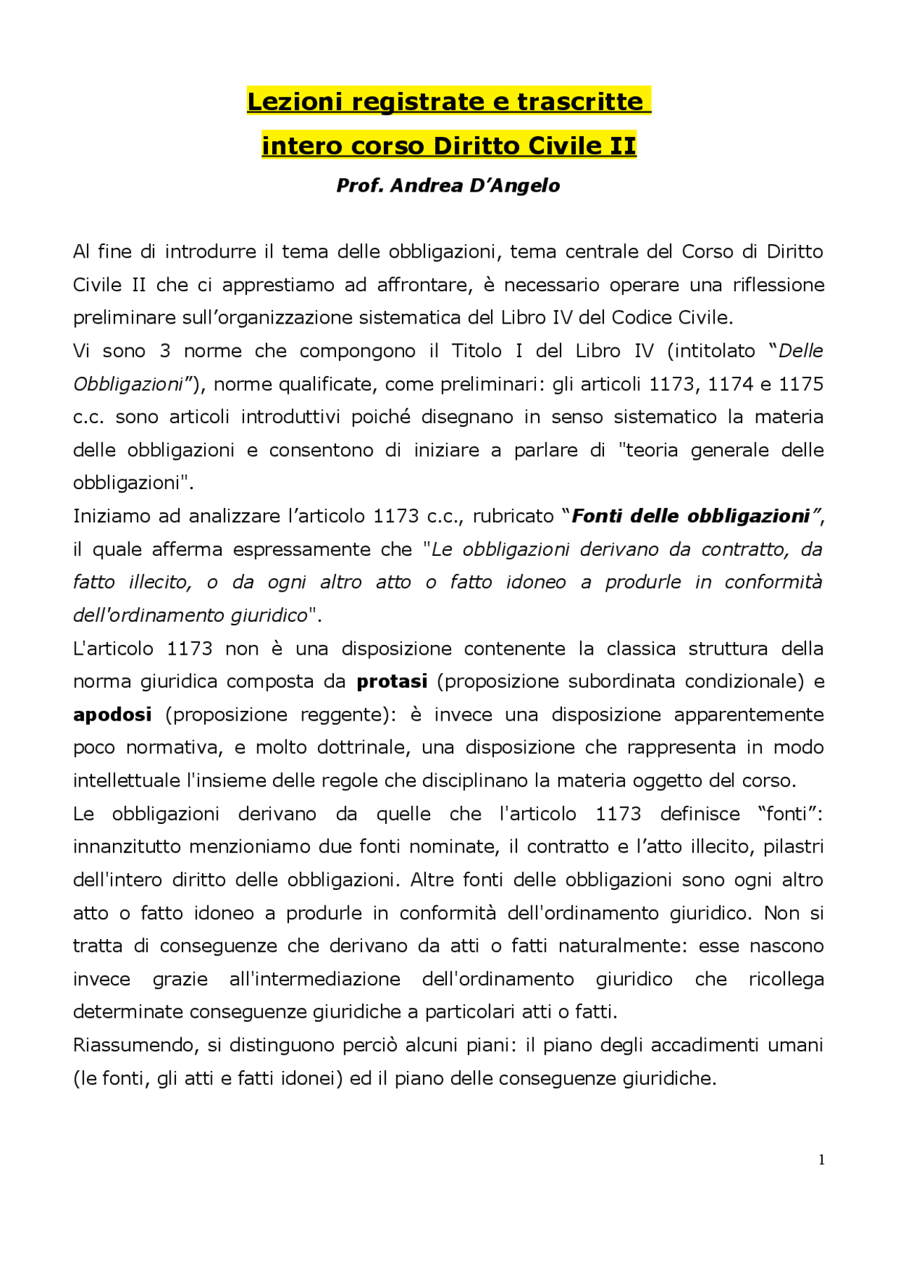 Lezioni Registrate E Trascritte Intero Corso Diritto Civile Ii Prof