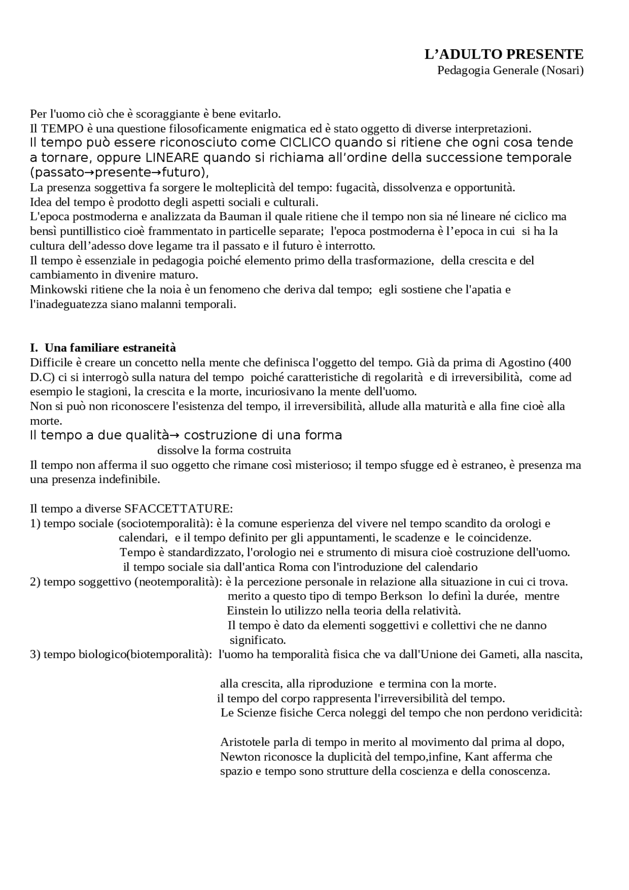 Ladulto Presente Zamengo Nosari Docsity
