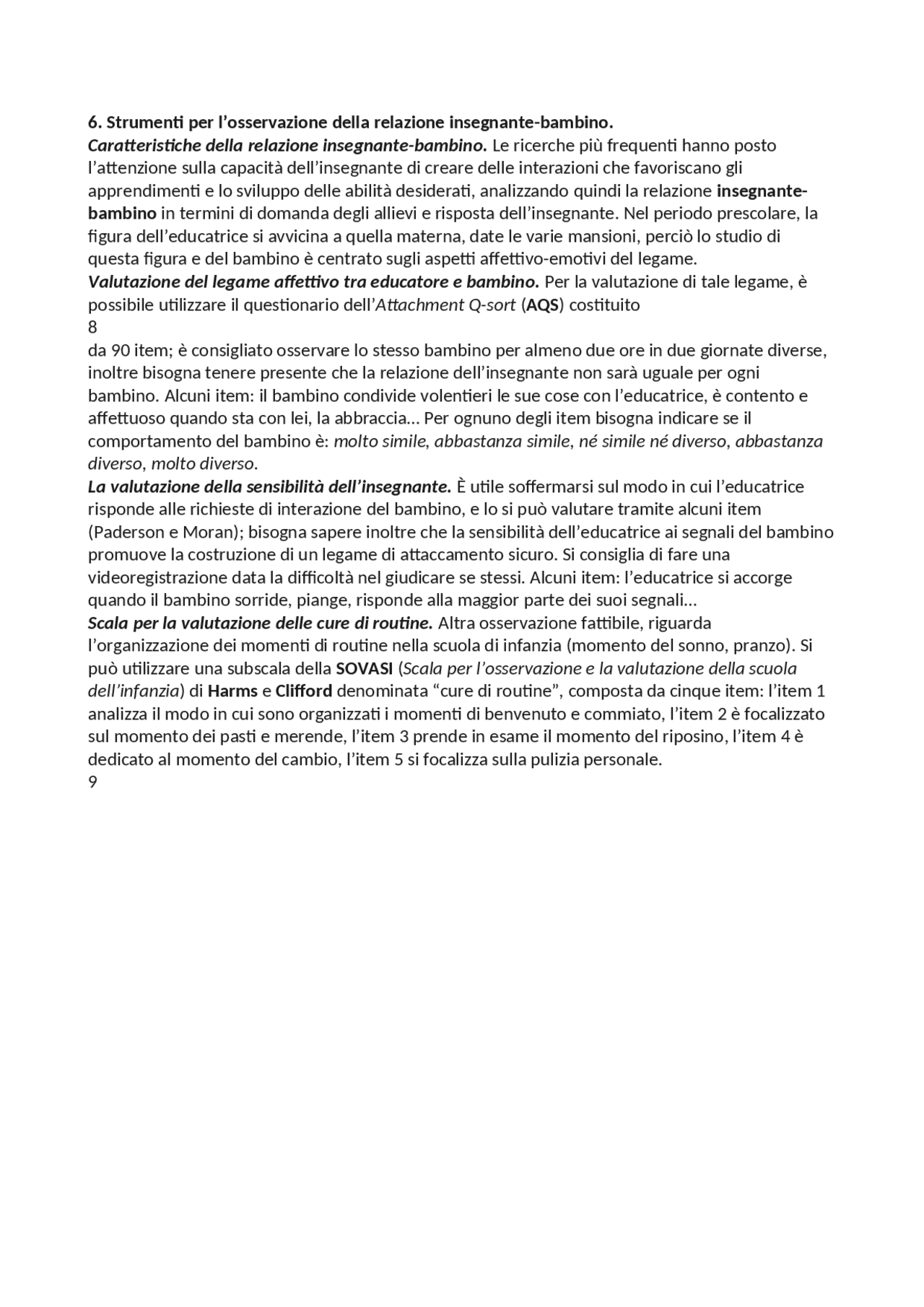 Riassunto Capitolo 6 Osservare Per Educare Docsity